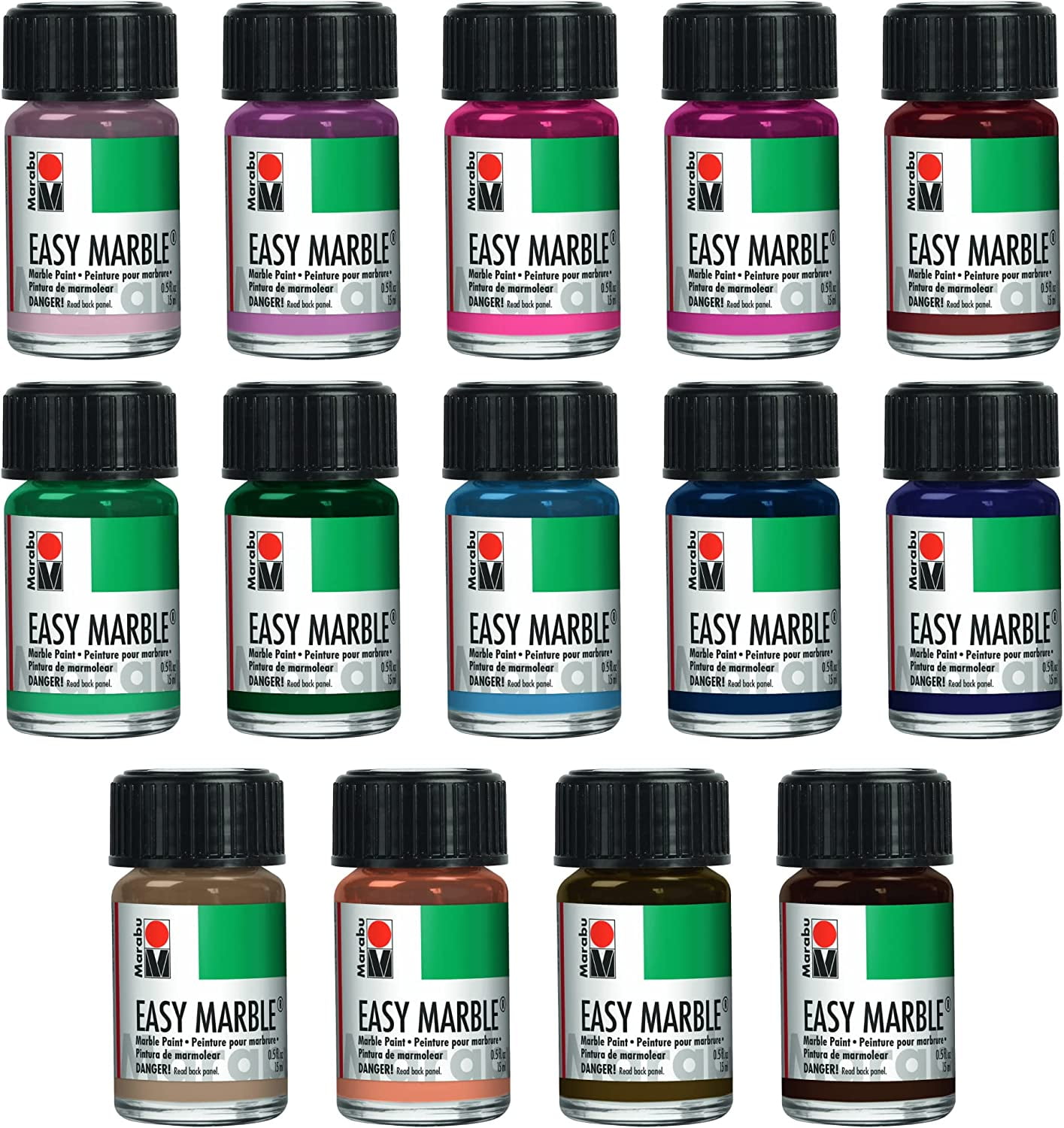 Marabu Easy Marble Paint Set, 14 Basic and Pastel Colors, 2022 Release ...