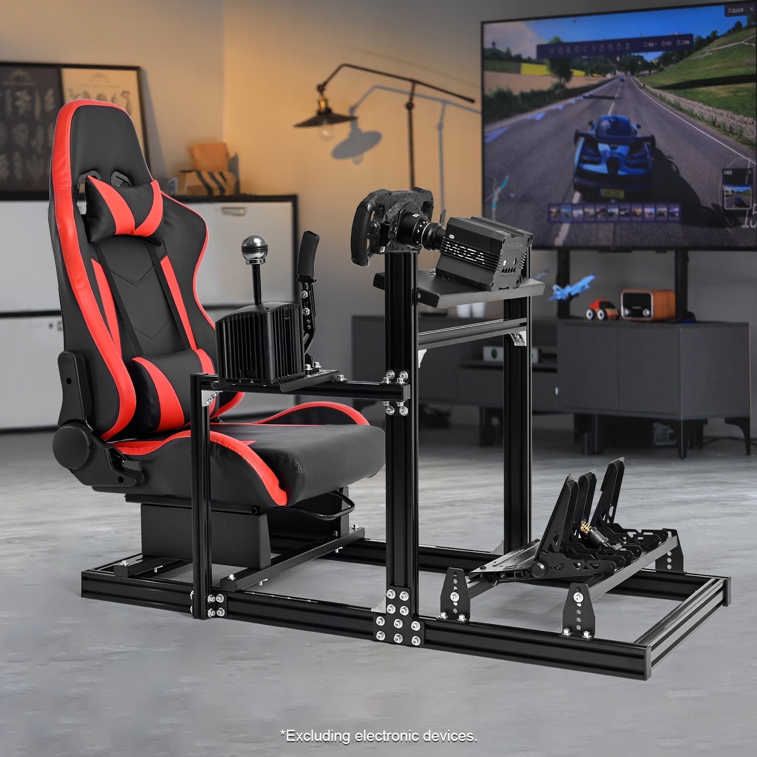 Marada Adjustable Racing Sim Cockpit with Red Seat Compatible with ...
