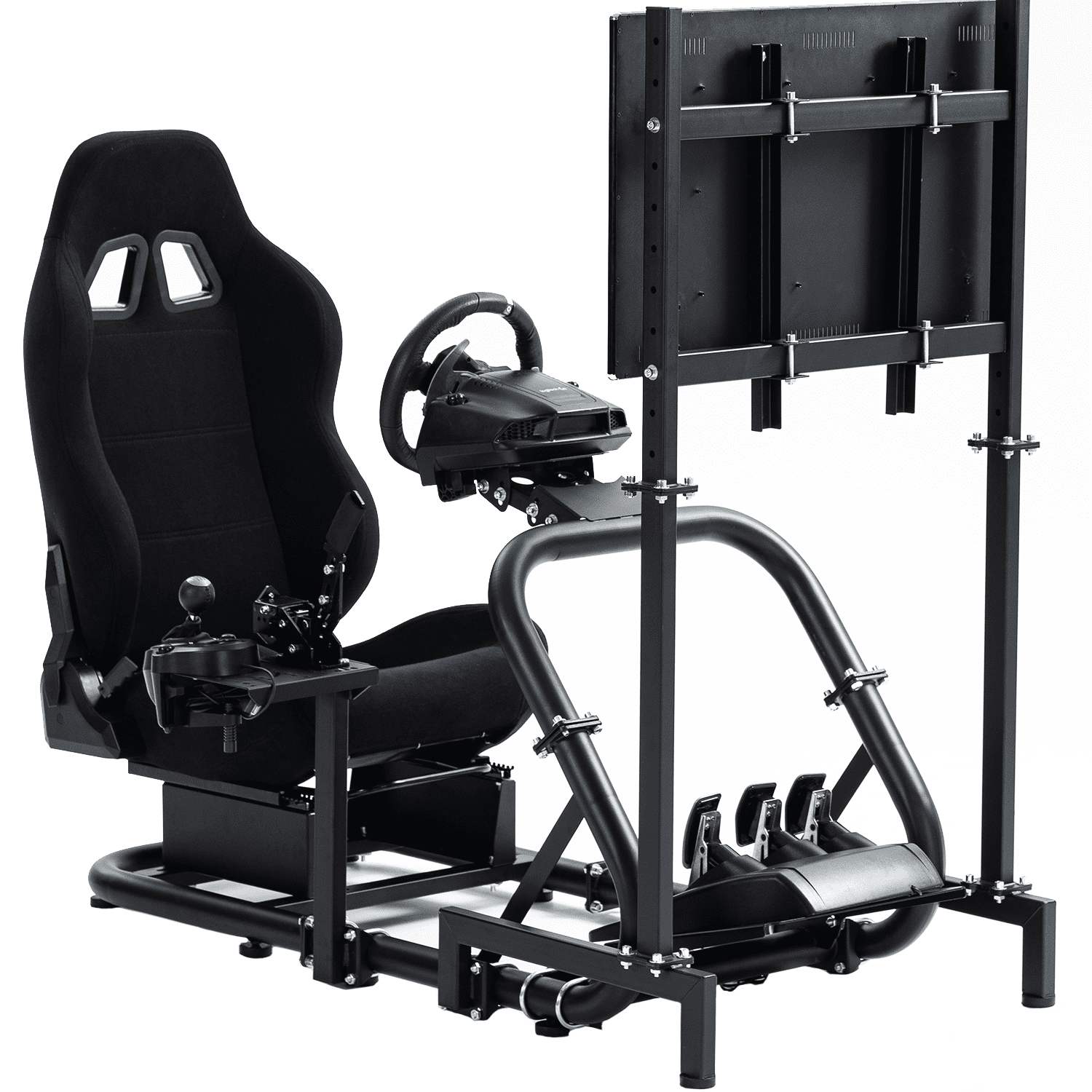 Marada Racing Sim Wheel Gaming Cockpit with Monitor Stand & Black Seat ...