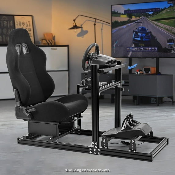 Marada Racing Sim Cockpit with Black Seat Aluminium Racing Stand for ...
