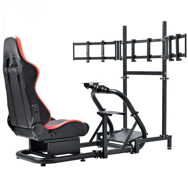 Marada Racing Sim Cockpit with Seat & Triple Monitor Stand Fit for ...
