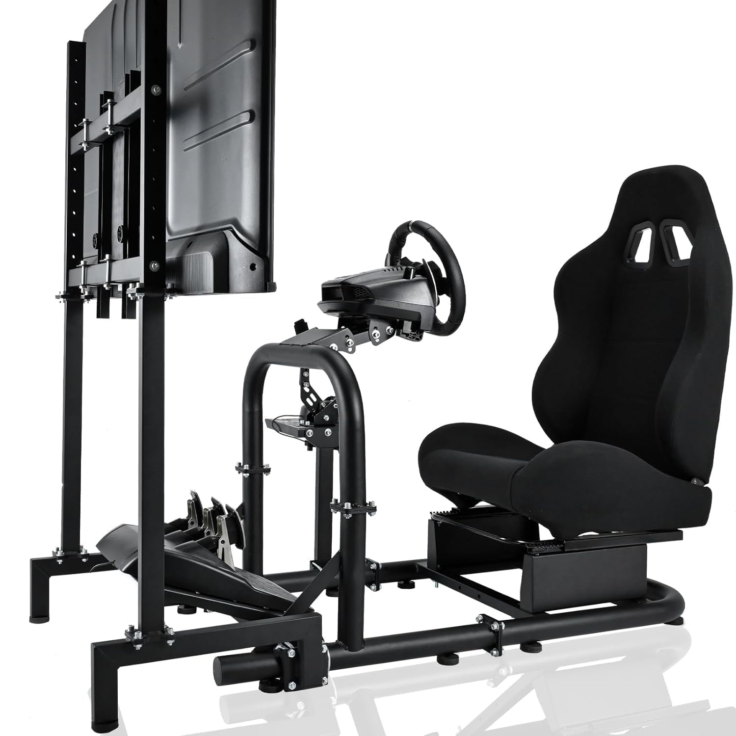 Marada Racing Sim Cockpit with TV Stand & Black Seat Fit for G923 G920 ...