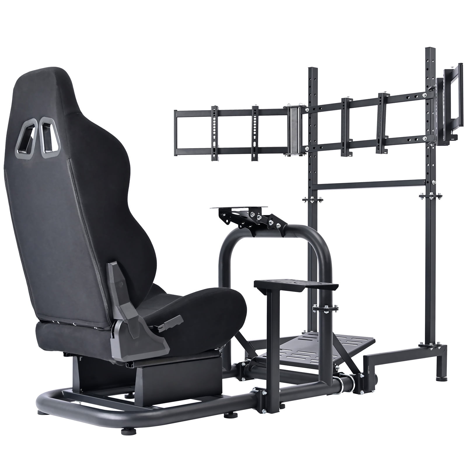 Marada Racing Sim Cockpit with Triple Monitor Stand & Seat Fit Logitech ...