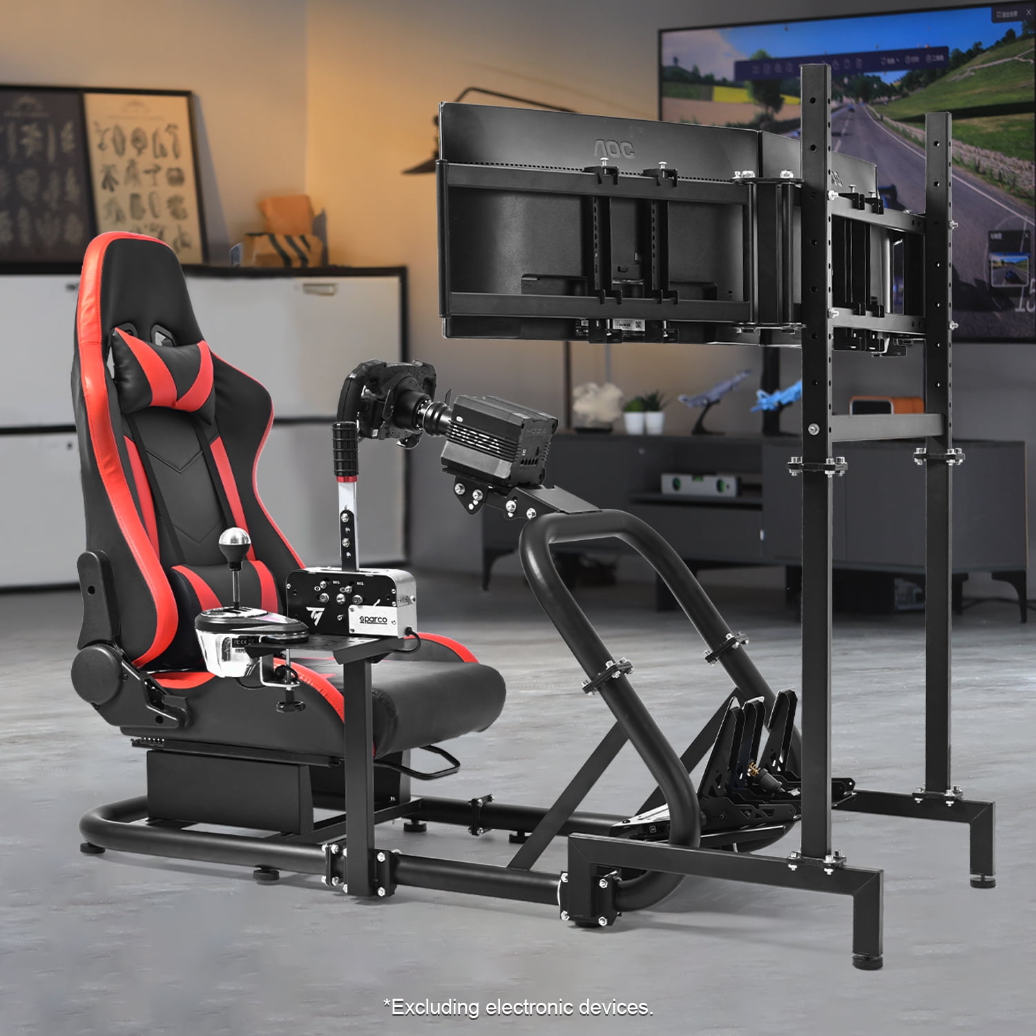 Marada Racing Simulator Cockpit With Seat & Triple Monitor Stand Fit ...