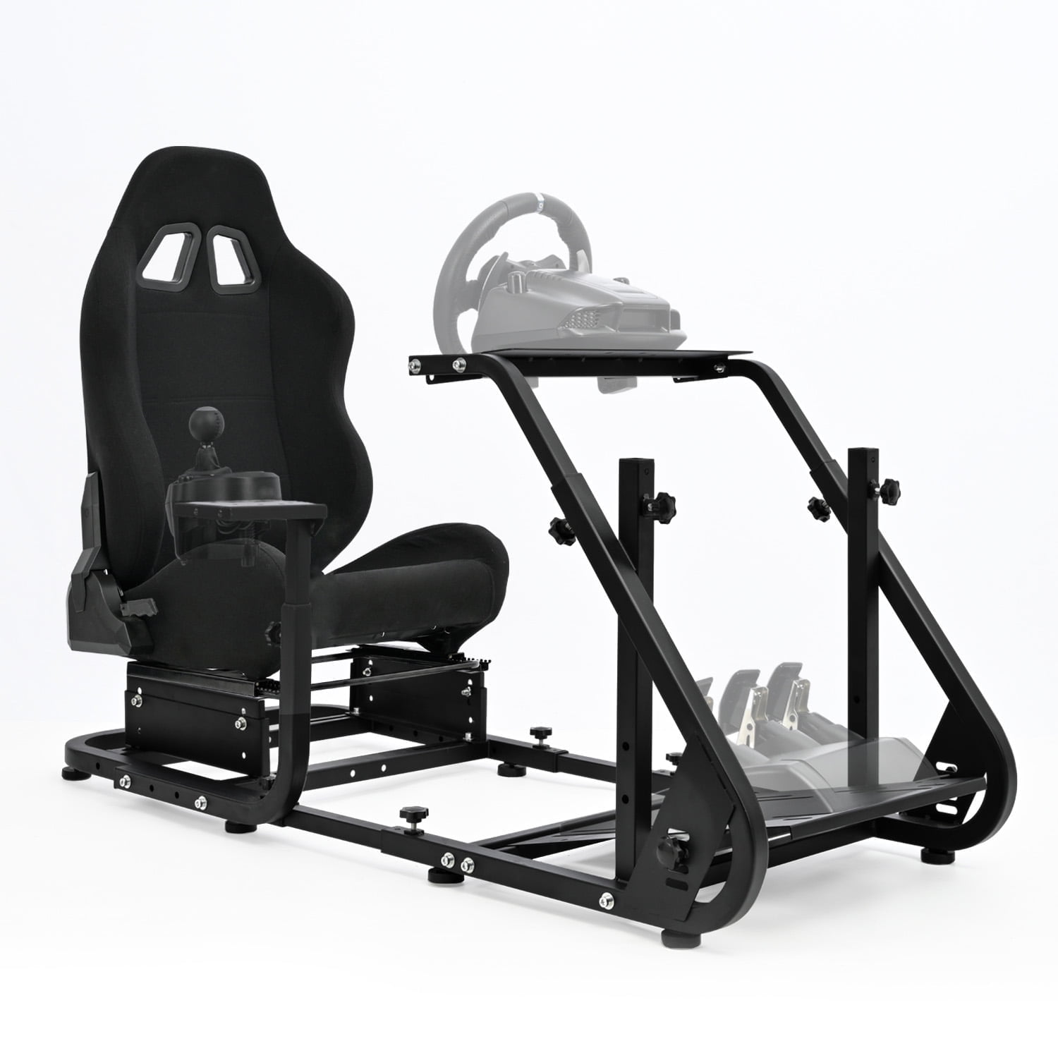 Marada Racing Simulator Cockpit: Steering Sim Set with Black Seat Wheel ...