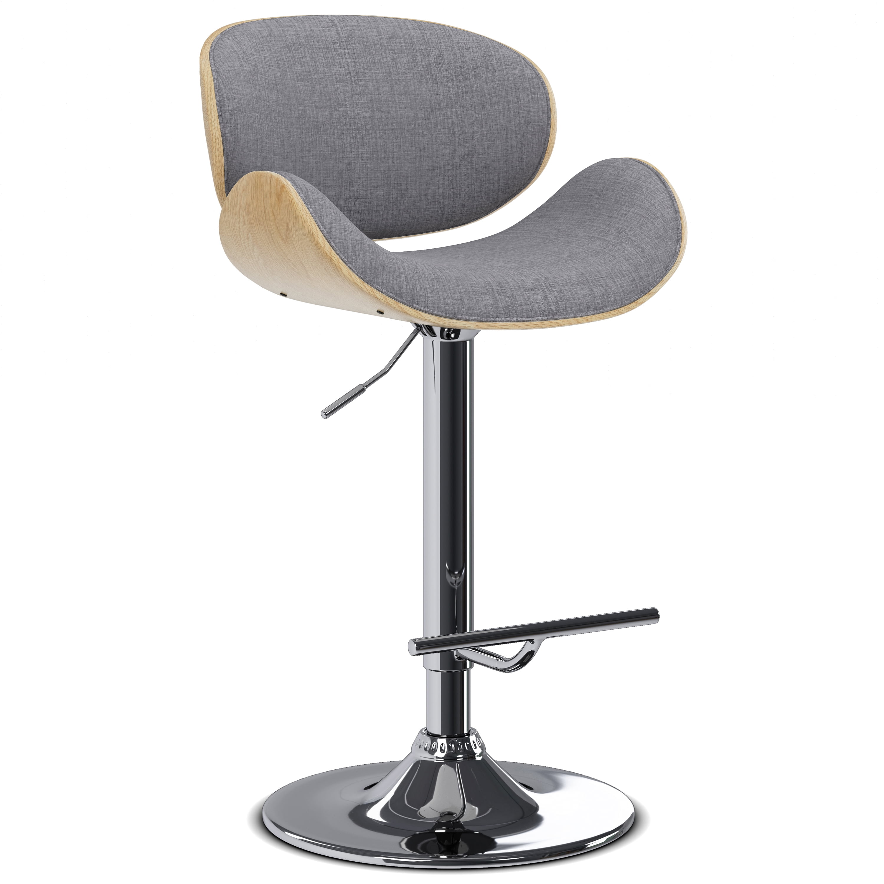 Marana Light Grey Bentwood Bar Stool - Adjustable Swivel, Kitchen/Bar ...