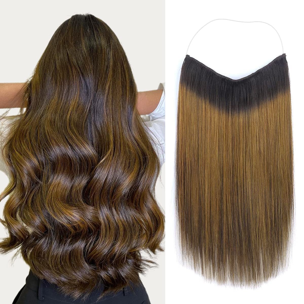 Marat Wire Hair Extensions 20 inch 110g Dark Brown Mixed Chestnut Brown ...