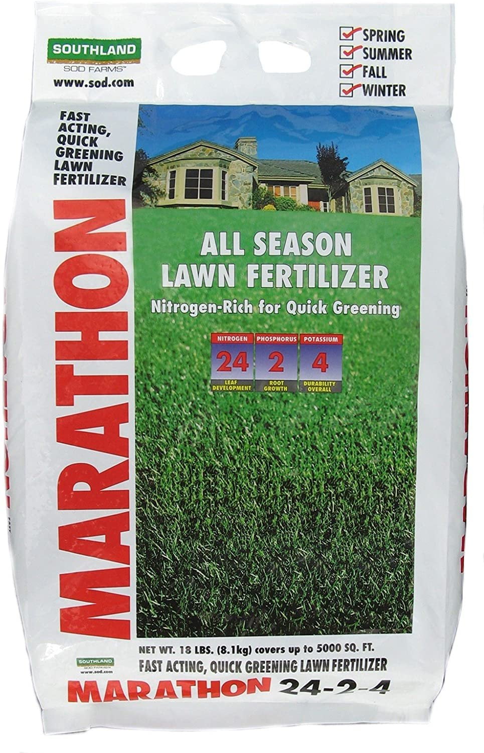 Marathon All Season Lawn Fertilizer Bag 24-2-4 1ea/18lb - Walmart.com