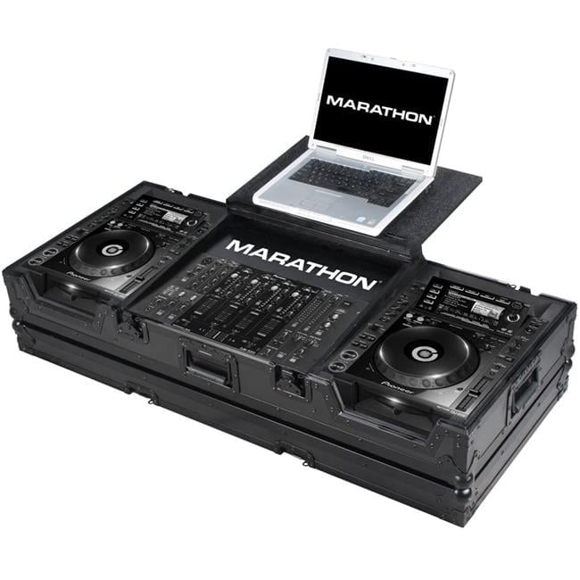 Marathon MA-CDJ2K19WLTBLK Black Series Flight Coffin with Wheels ...