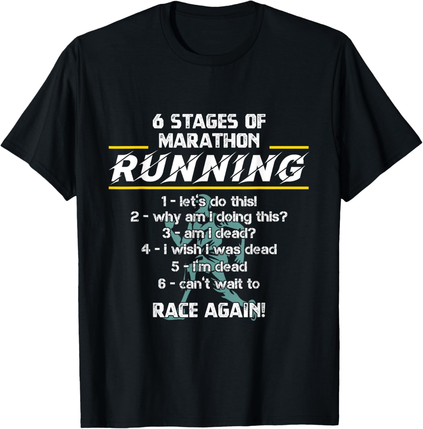 Marathon Runner - 6 Stages of Marathon Running - Marathoner Funny ...