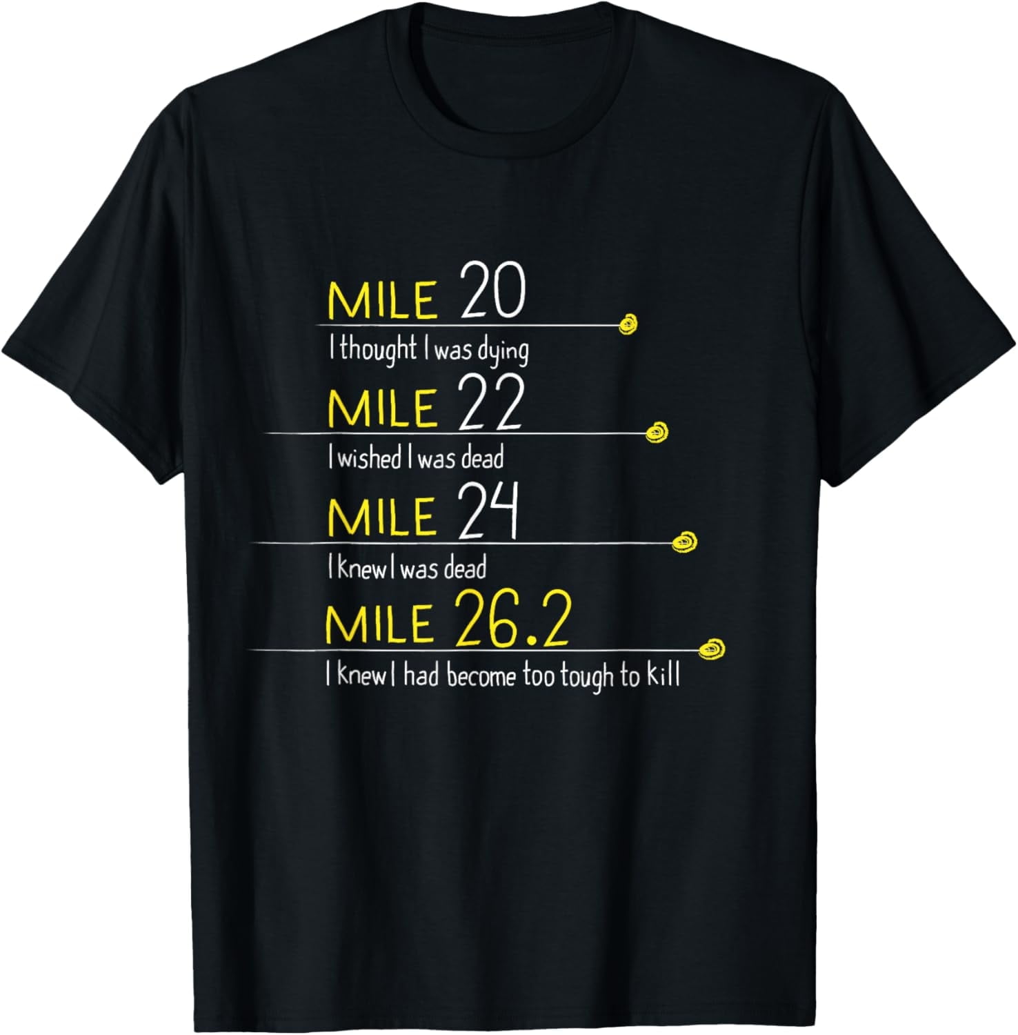 Marathon Runner Humor Mile 20 to 262 Progression Funny Running T shirt ...