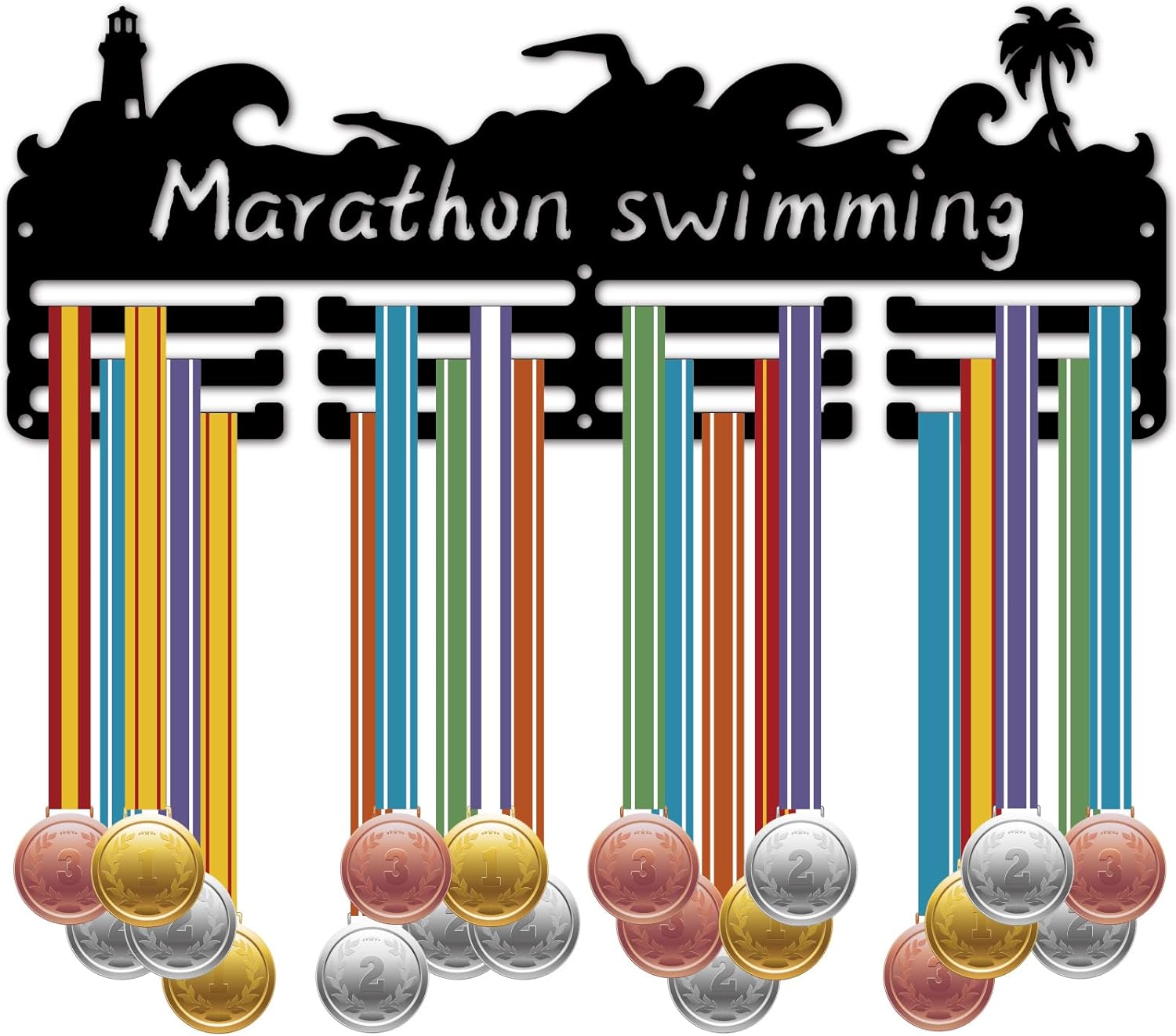 Marathon Swimming Medal Hanger Swim Medal Holder Display Wall Mount ...