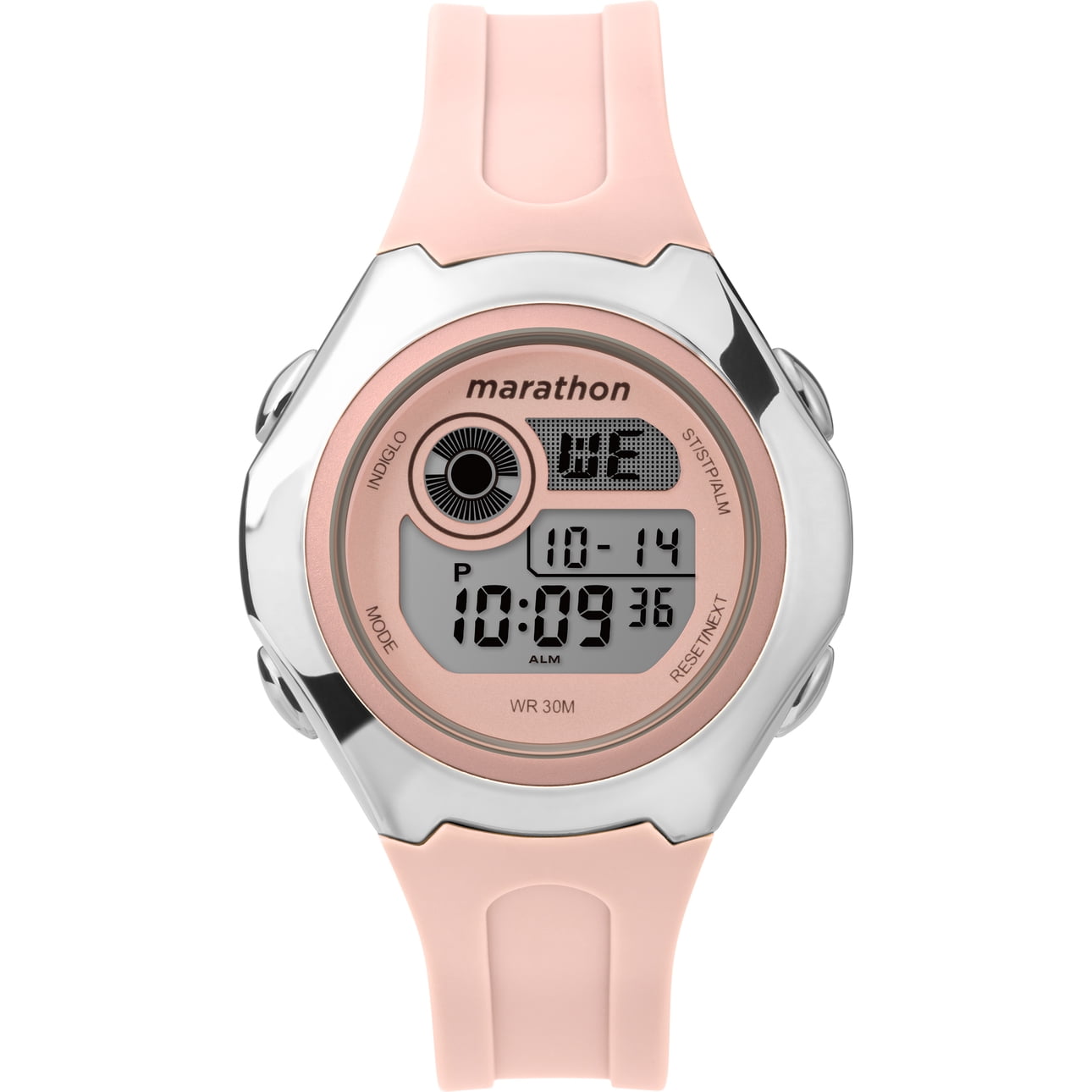 Marathon by Timex Women's Pink/Silver 39mm Sport Watch, Resin Strap ...