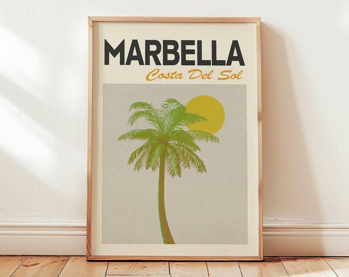 Marbella Print, Travel Poster, Preppy Wall Art, Holiday Decor, Marbella ...