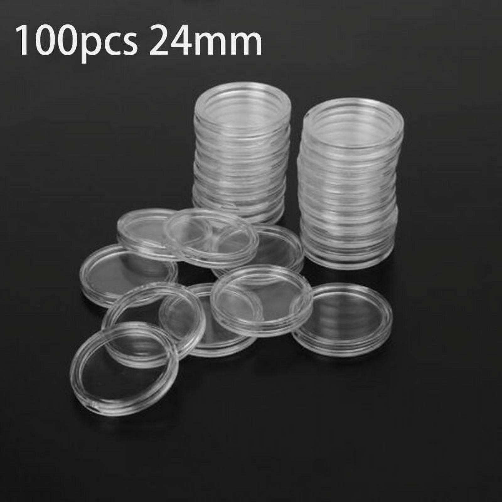 Marbhall 100Pcs 24 mm Coin Holder Capsules Clear Round Plastic Coin ...