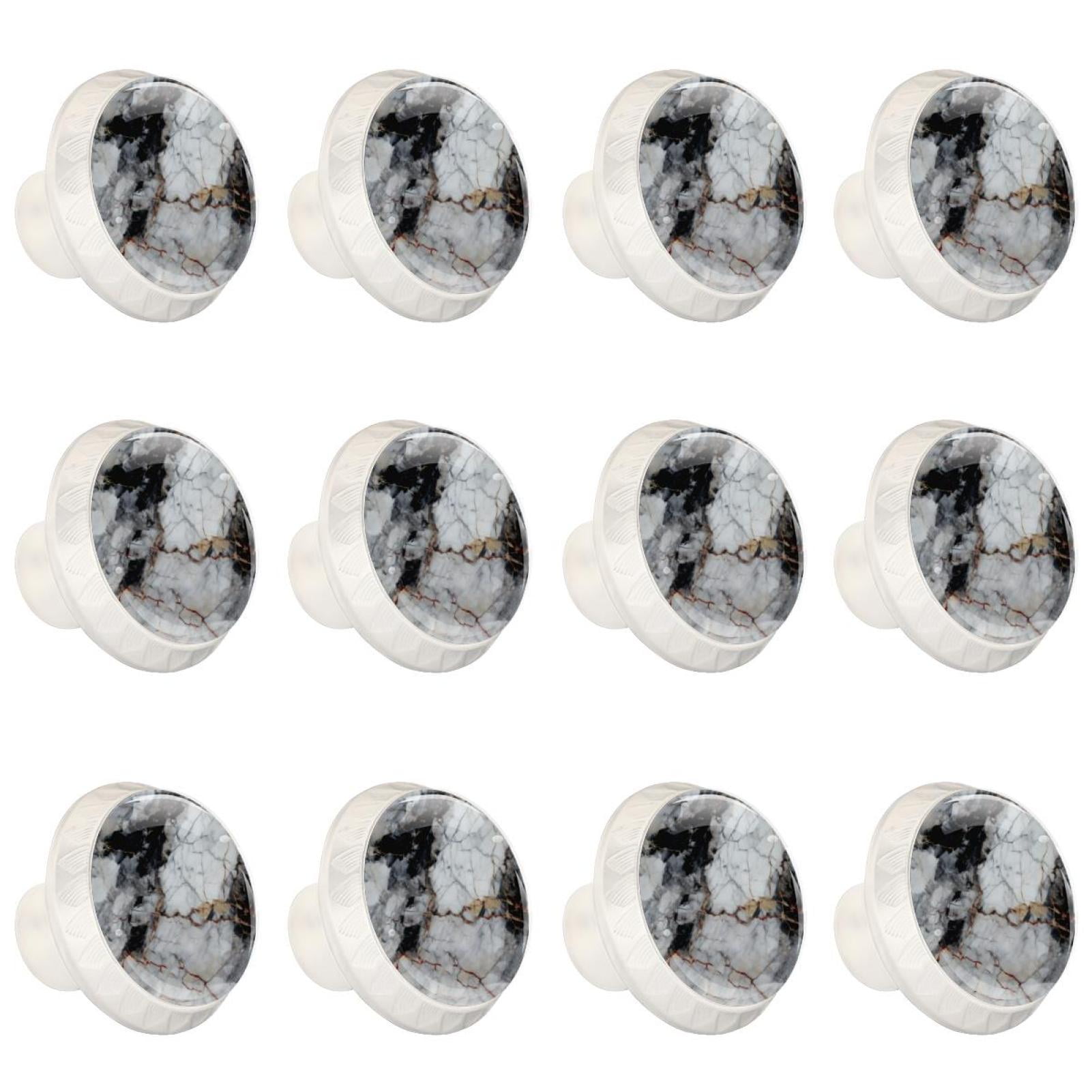 Marble 12 Pcs White Round Drawer Pulls with Screws,ABS and Glass ...