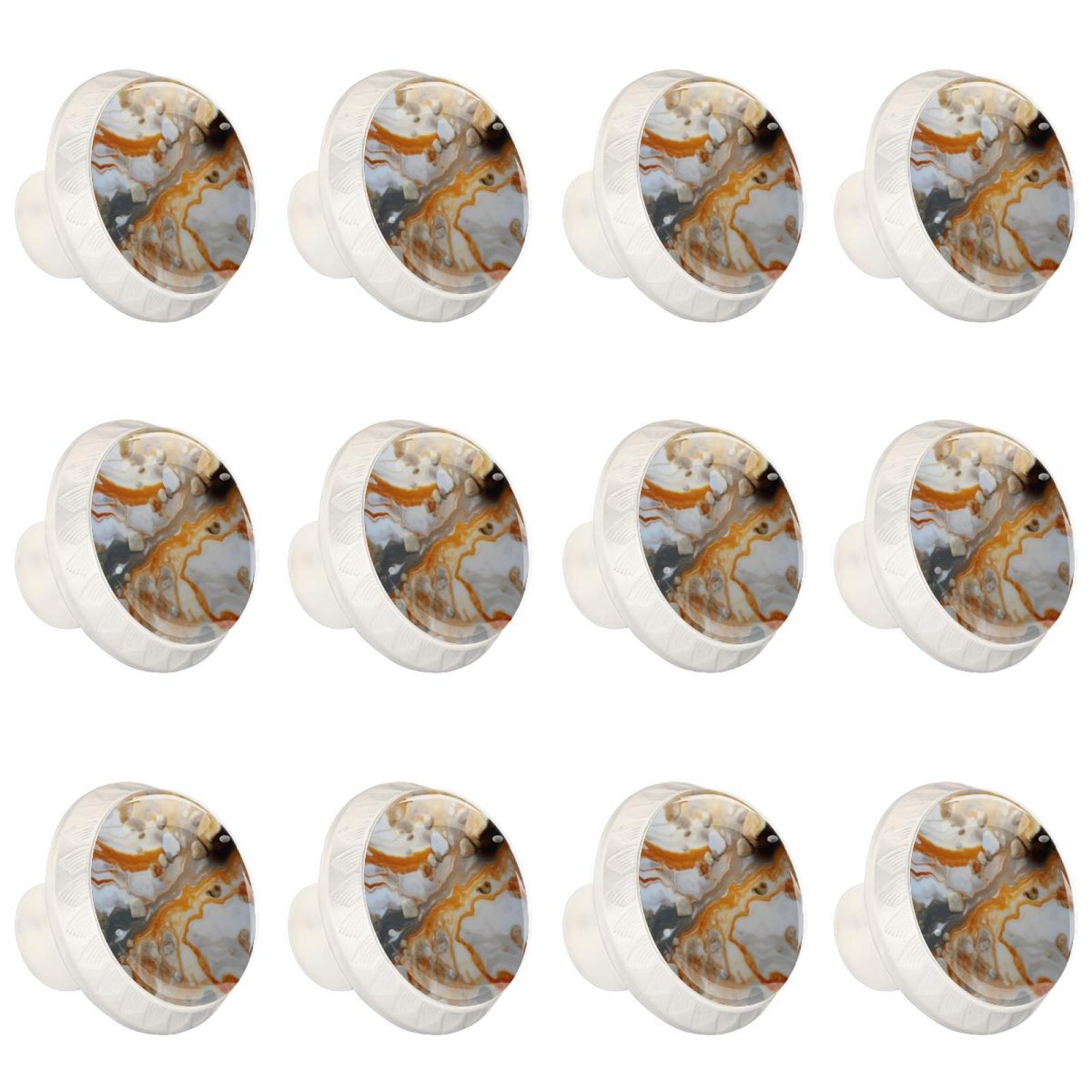 Marble 12 Pcs White Round Drawer Pulls with Screws,ABS and Glass ...