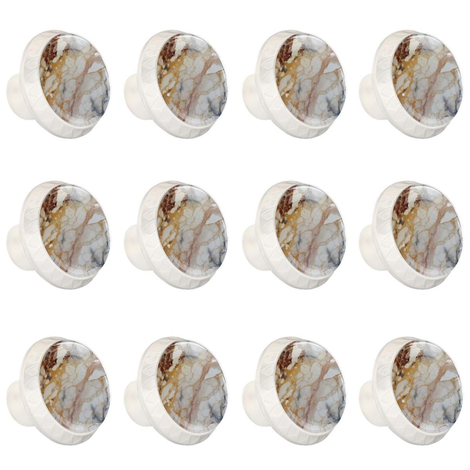 Marble 12 Pcs White Round Drawer Pulls with Screws,ABS and Glass ...