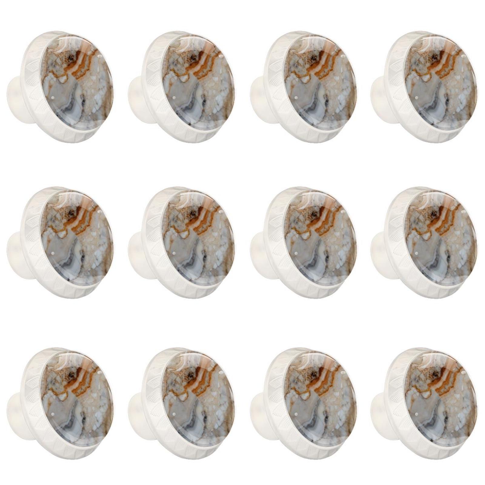 Marble 12 Pcs White Round Drawer Pulls with Screws,ABS and Glass ...
