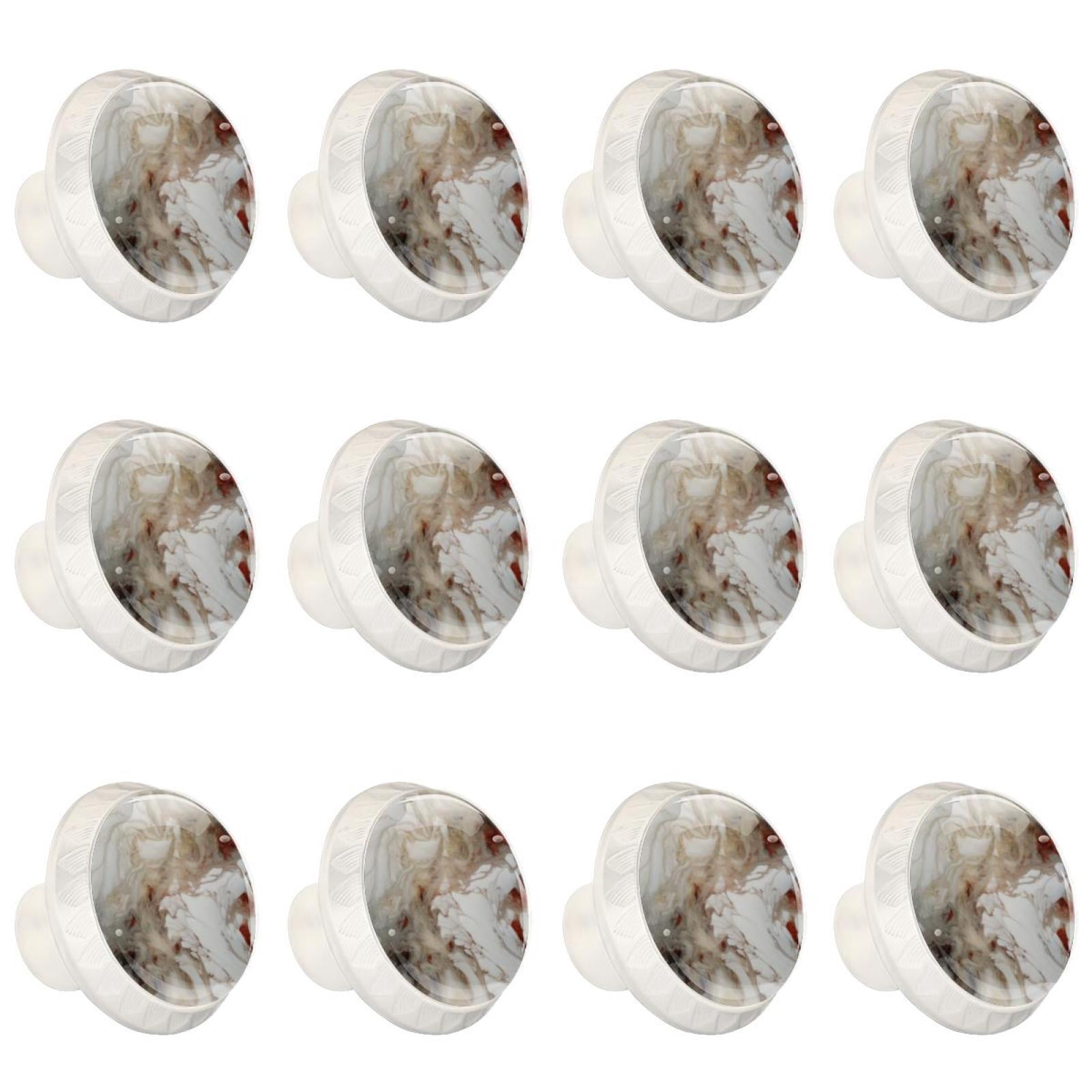 Marble 12 Pcs White Round Drawer Pulls with Screws,ABS and Glass ...
