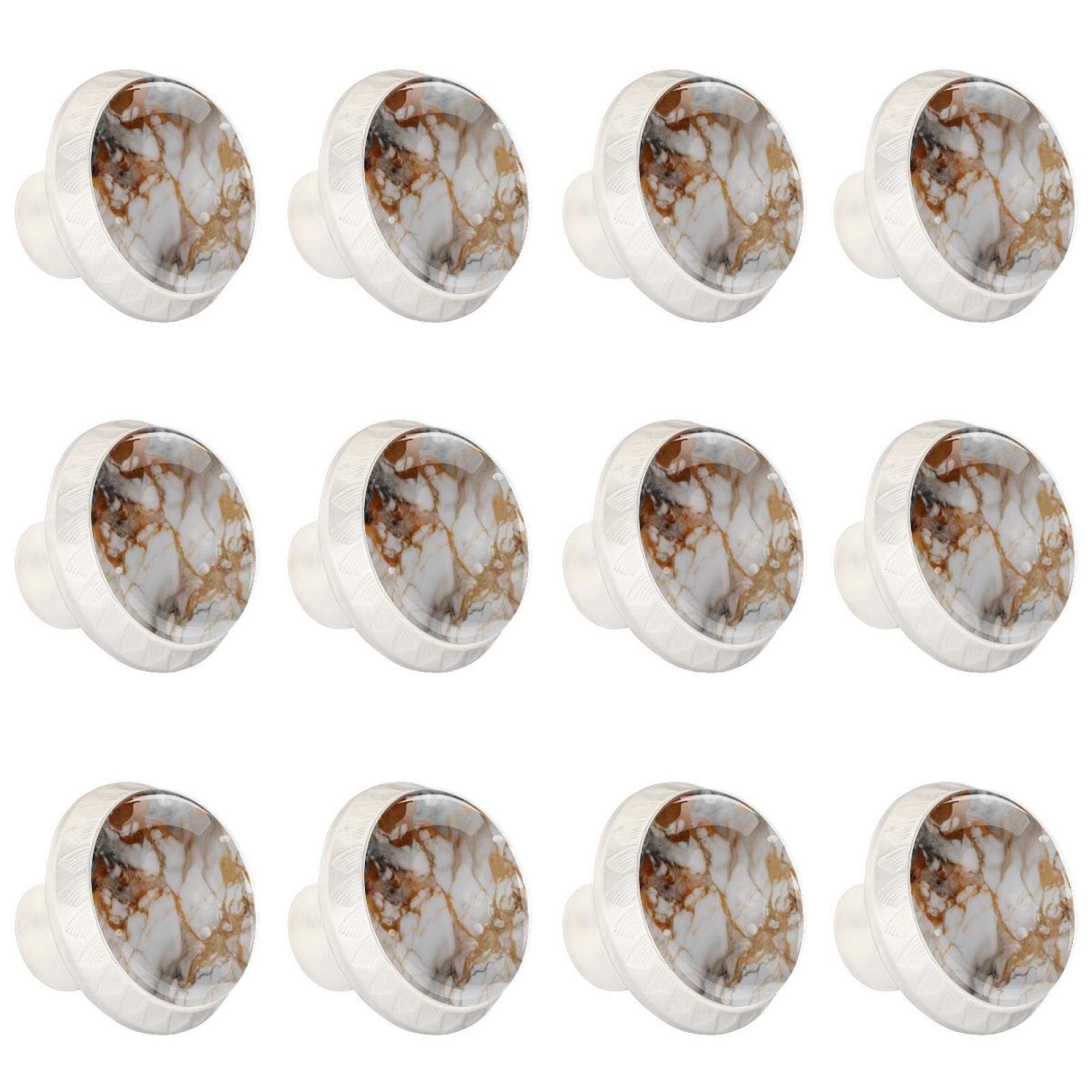 Marble 12 Pcs White Round Drawer Pulls with Screws,ABS and Glass ...