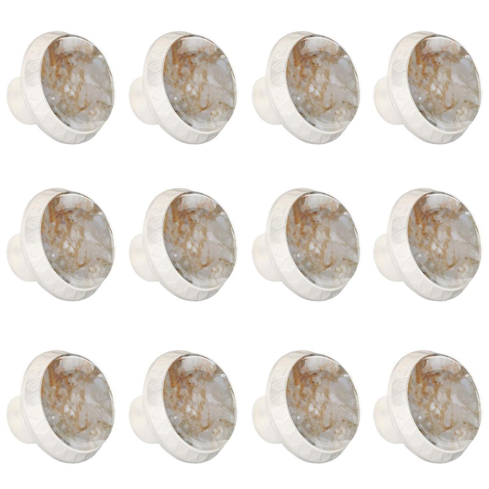 Marble 12 Pcs White Round Drawer Pulls with Screws,ABS and Glass ...