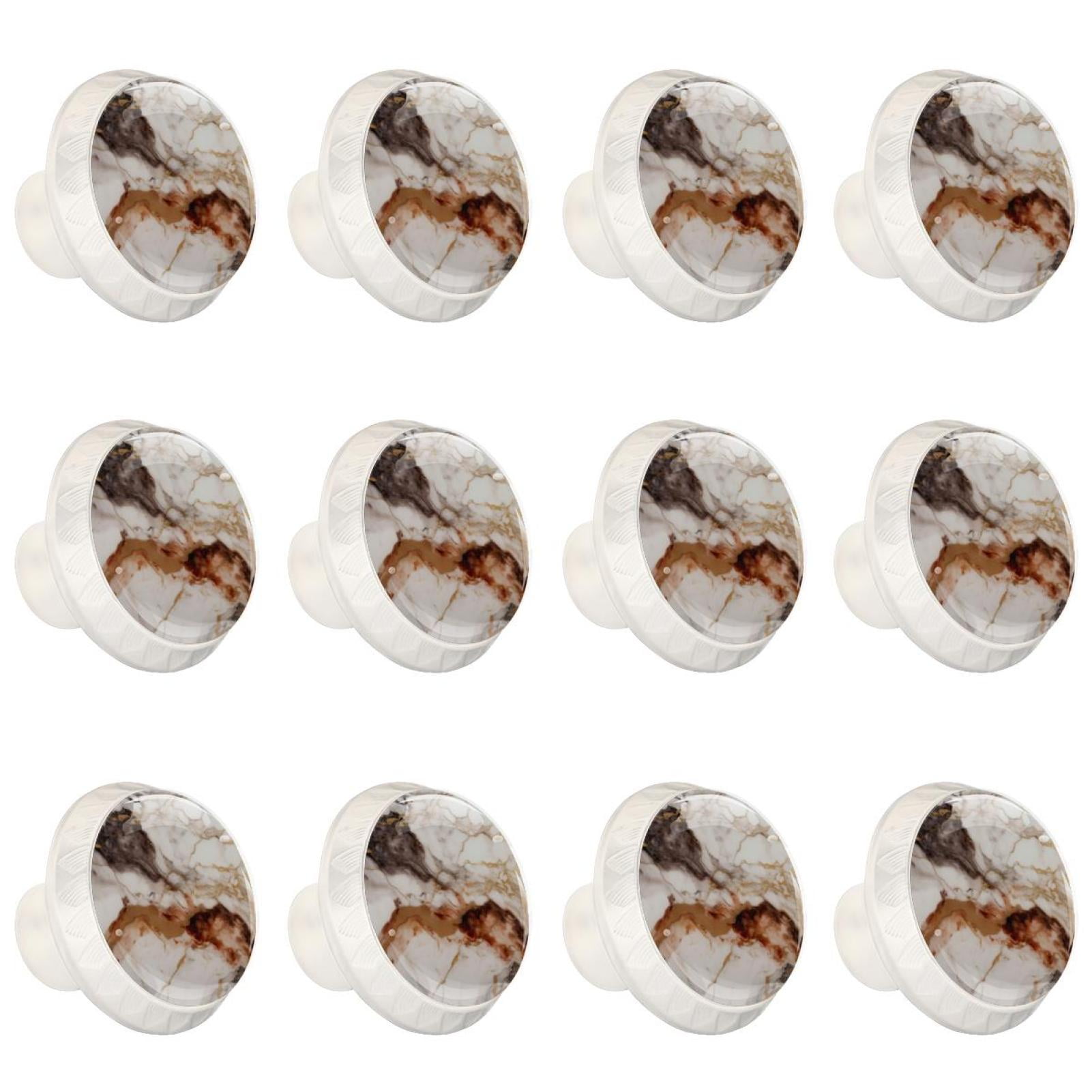 Marble 12 Pcs White Round Drawer Pulls with Screws,ABS and Glass ...