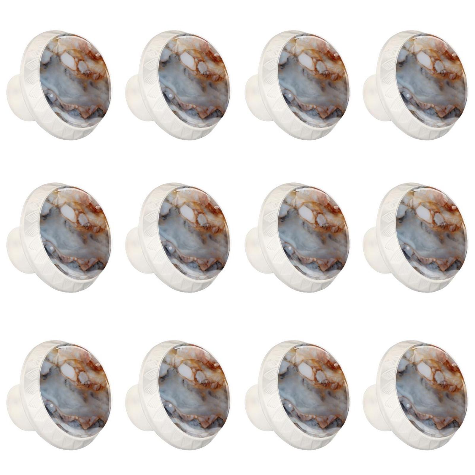 Marble 12 Pcs White Round Drawer Pulls with Screws,ABS and Glass ...