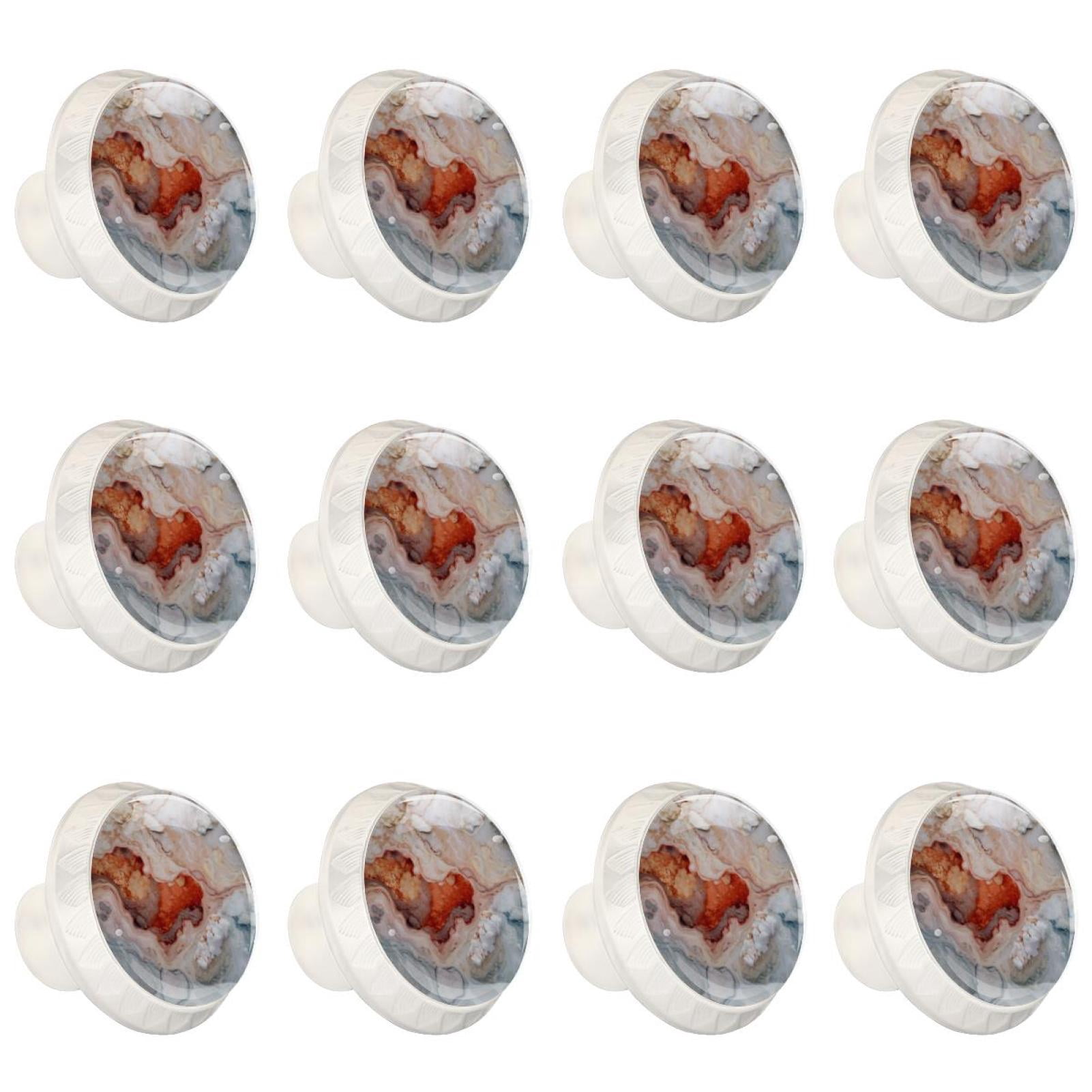 Marble 12 Pcs White Round Drawer Pulls with Screws,ABS and Glass ...
