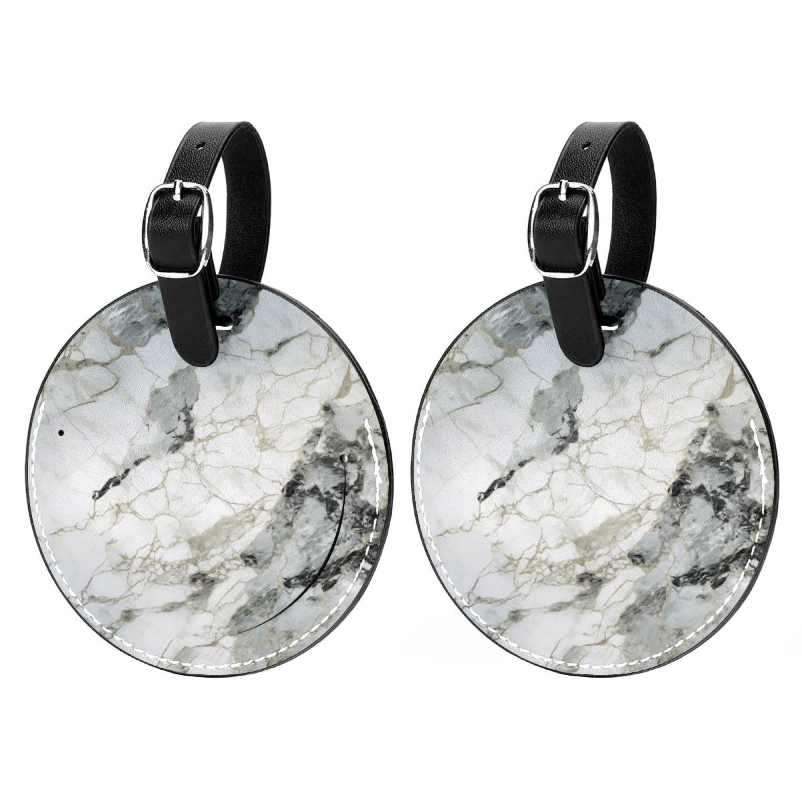 Marble 2pcs PU Leather Round Bag Tags Suitcase Handbag Tags with ...