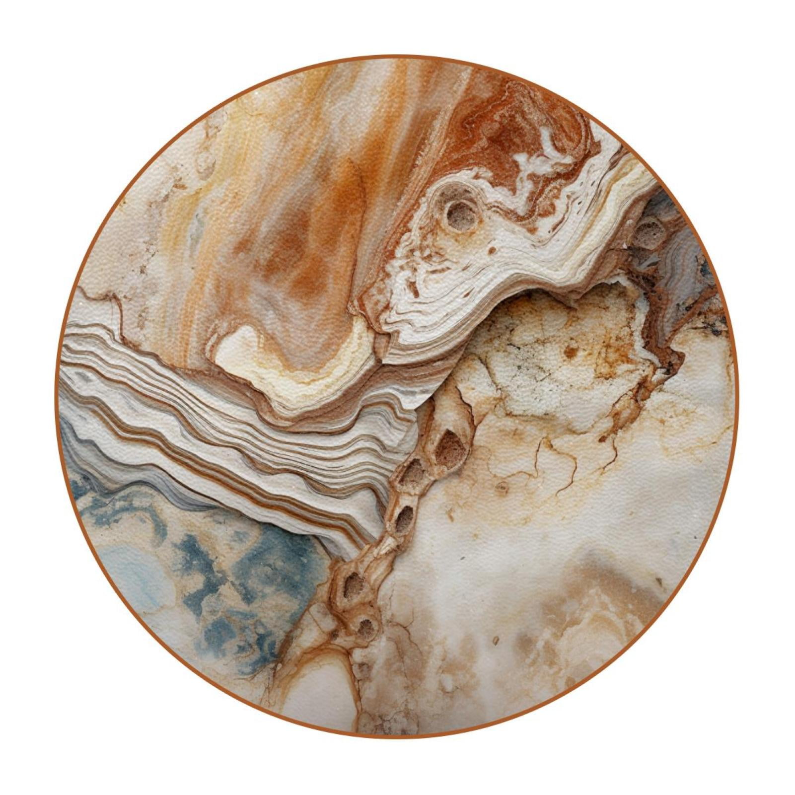 Marble 6 Pack Round Coasters, Microfiber Leather Drink Coasters Set of ...