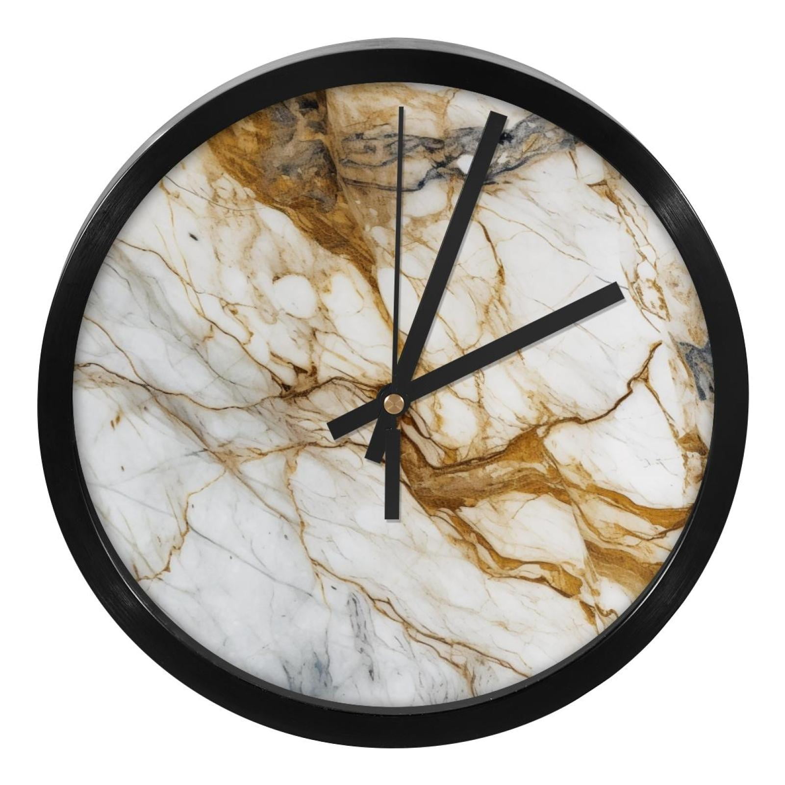 Marble 9.8 Inch Round Digital Wall Clock - Silent Non-Ticking Battery ...