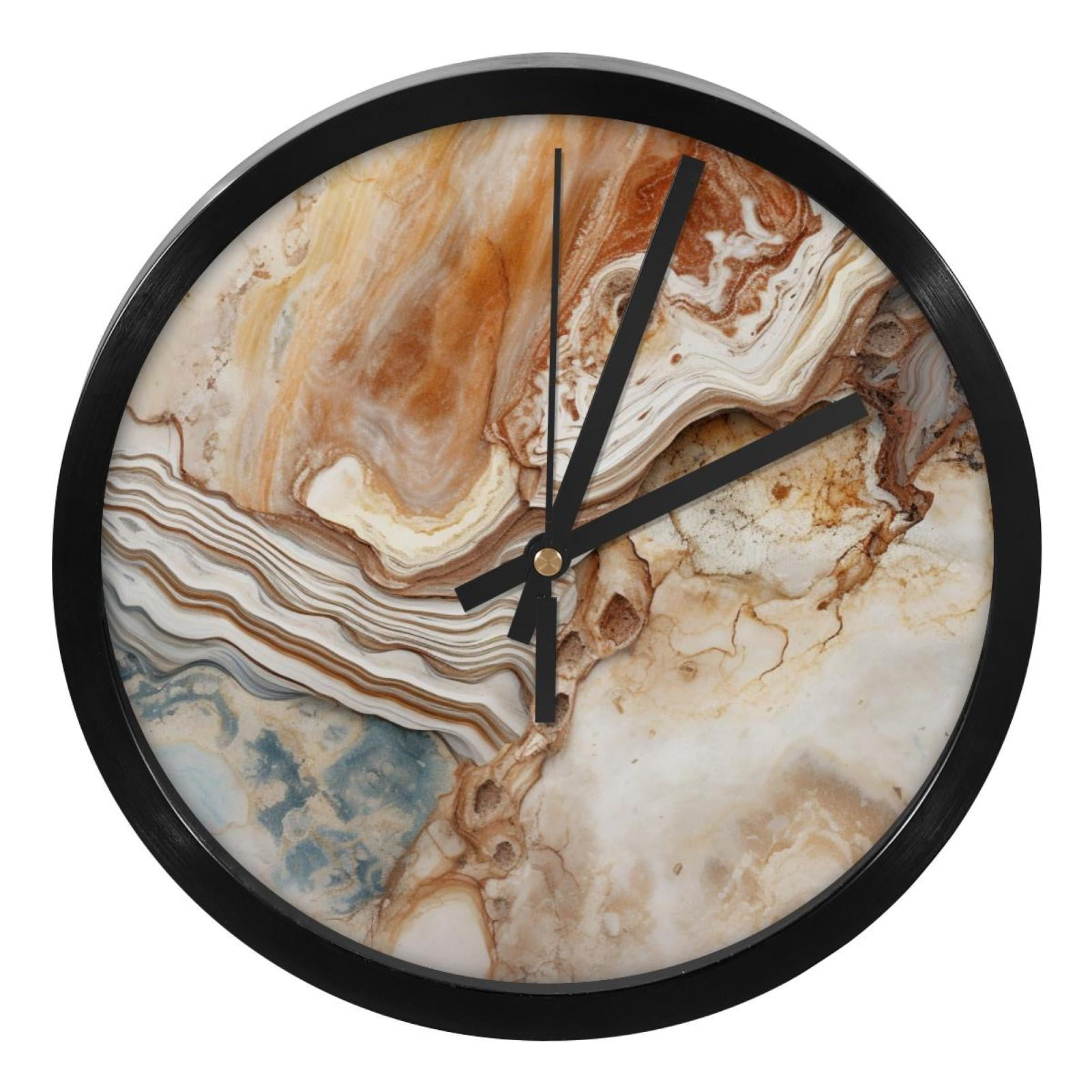 Marble 9.8-Inch Round Wall Clock, Silent Non-Ticking Digital Clock ...