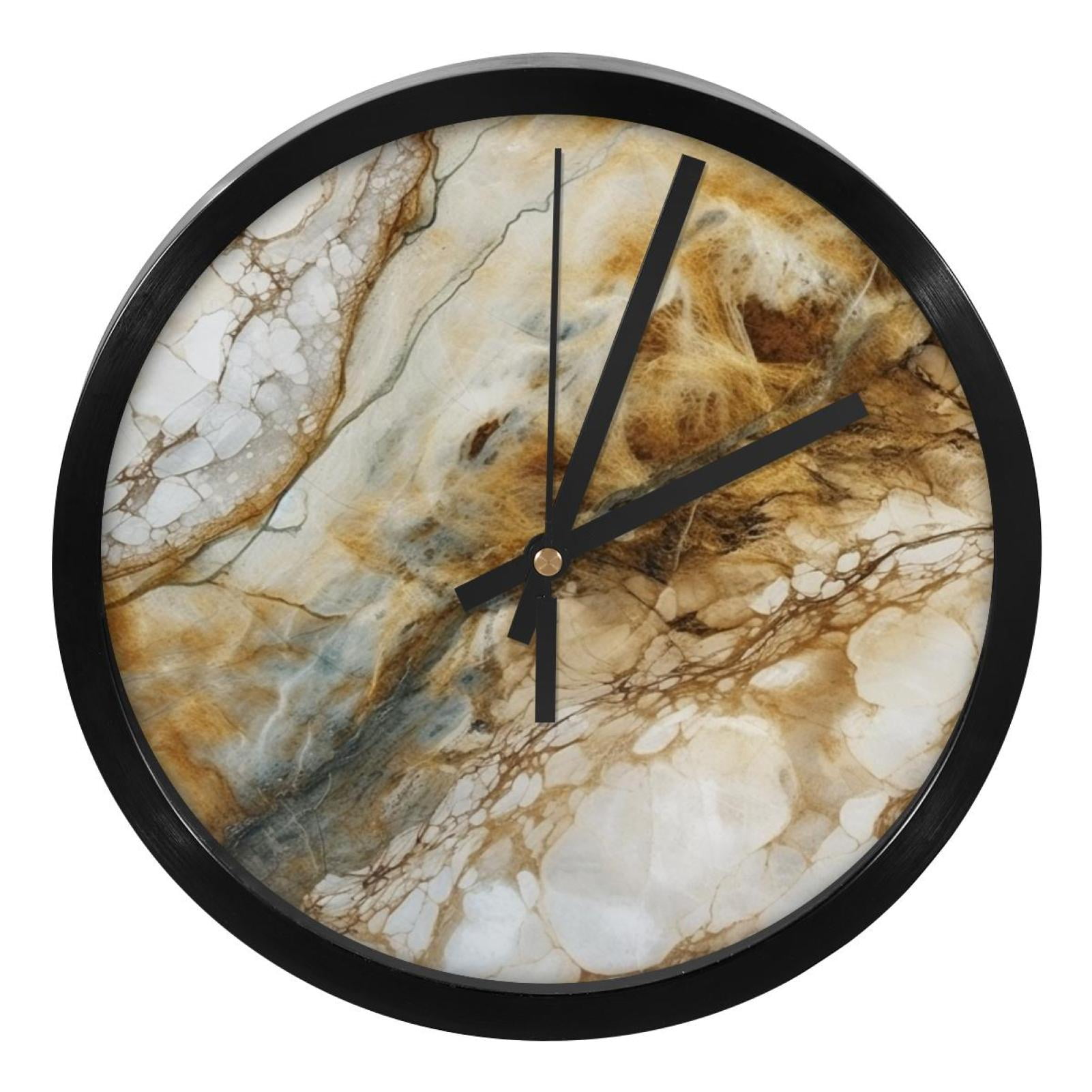 Marble 9.8 Inch Silent Non-Ticking Round Digital Wall Clock, Battery ...
