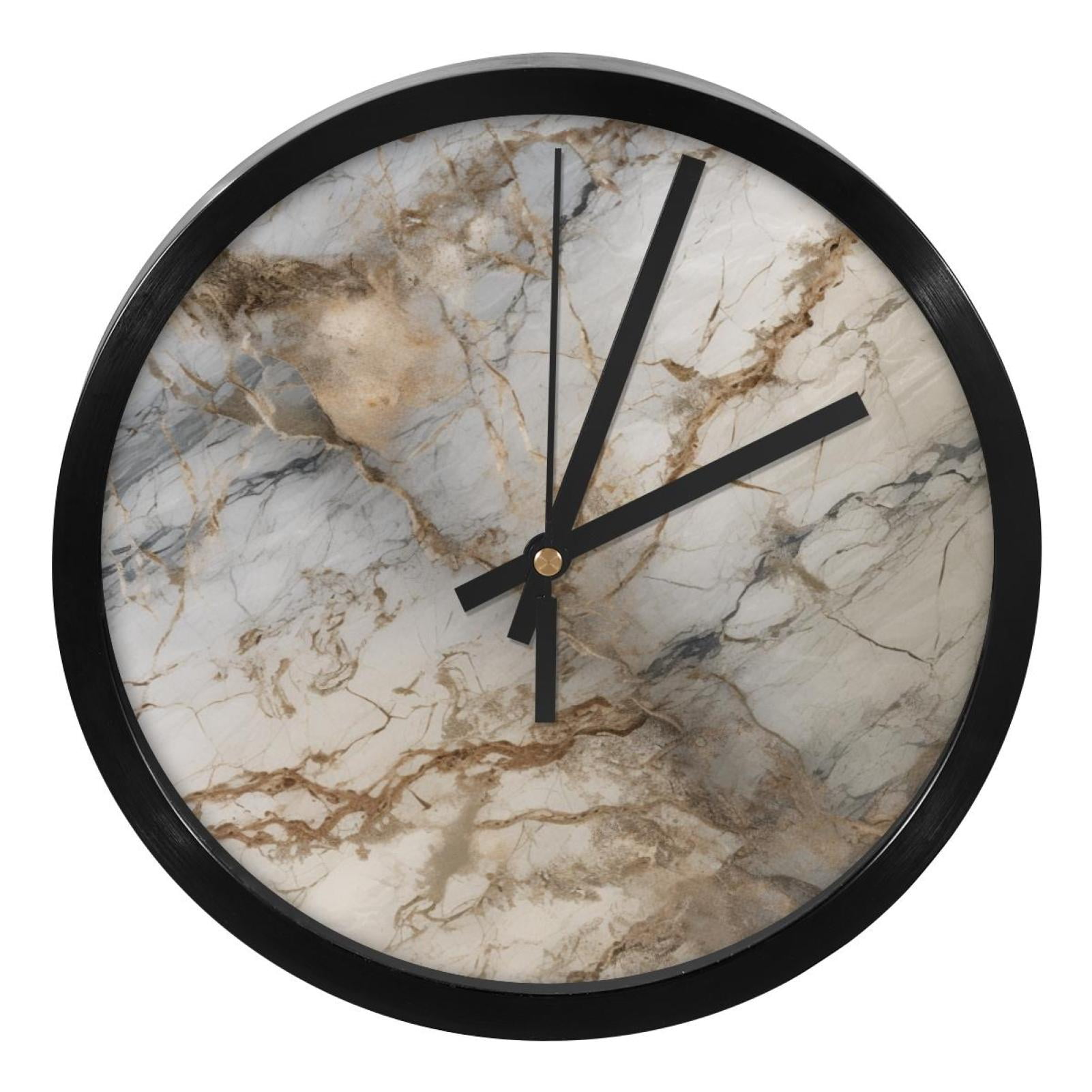 Marble 9.8 Inch Silent Round Digital Wall Clock - Battery Operated ...