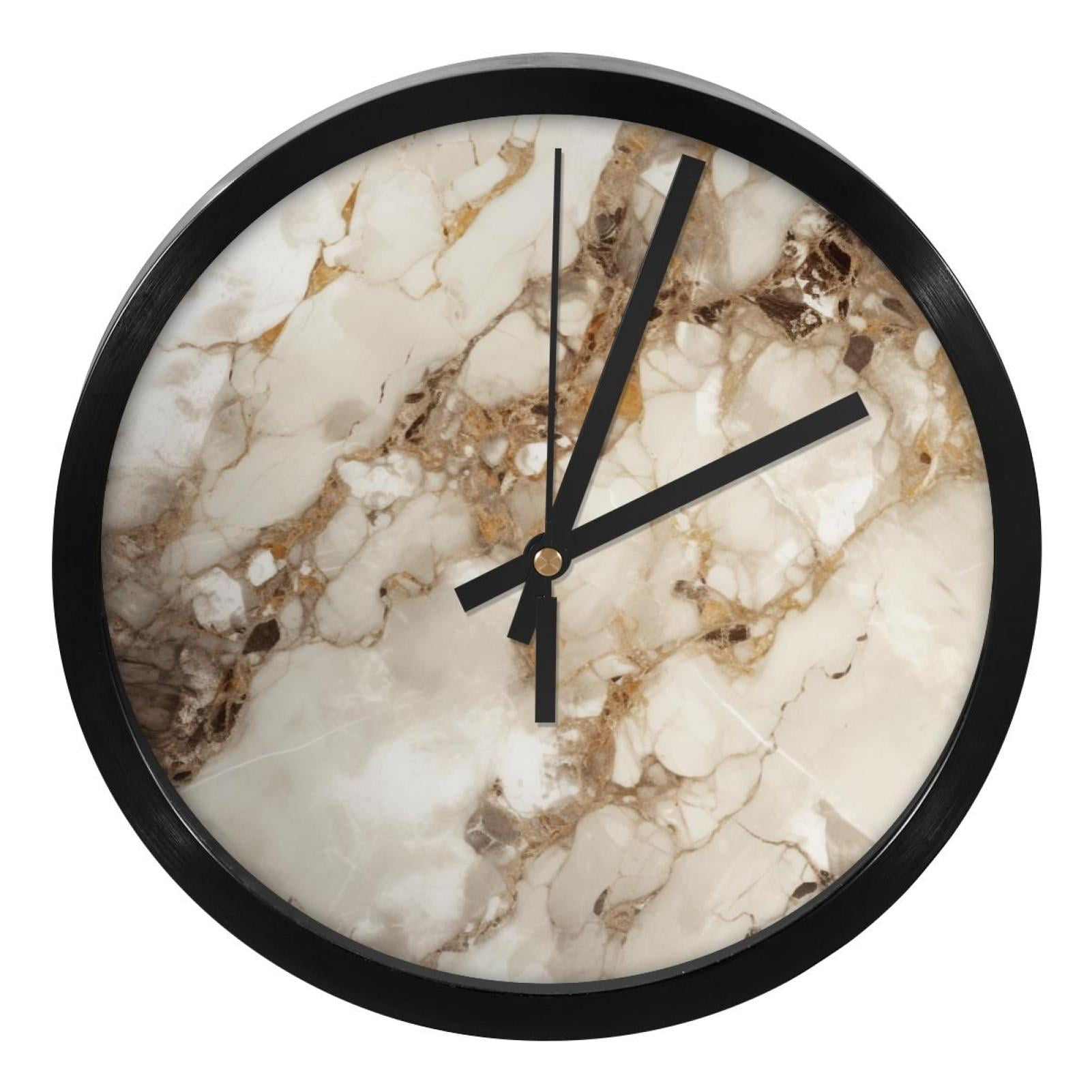 Marble 9.8 Inch Silent Round Digital Wall Clock - Battery Operated ...