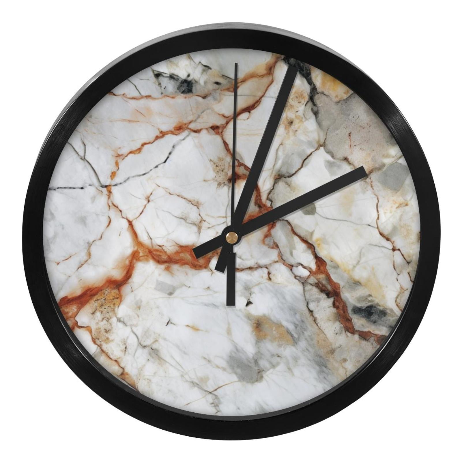 Marble 9.8 Inch Silent Round Wall Clock - Battery Operated Digital ...