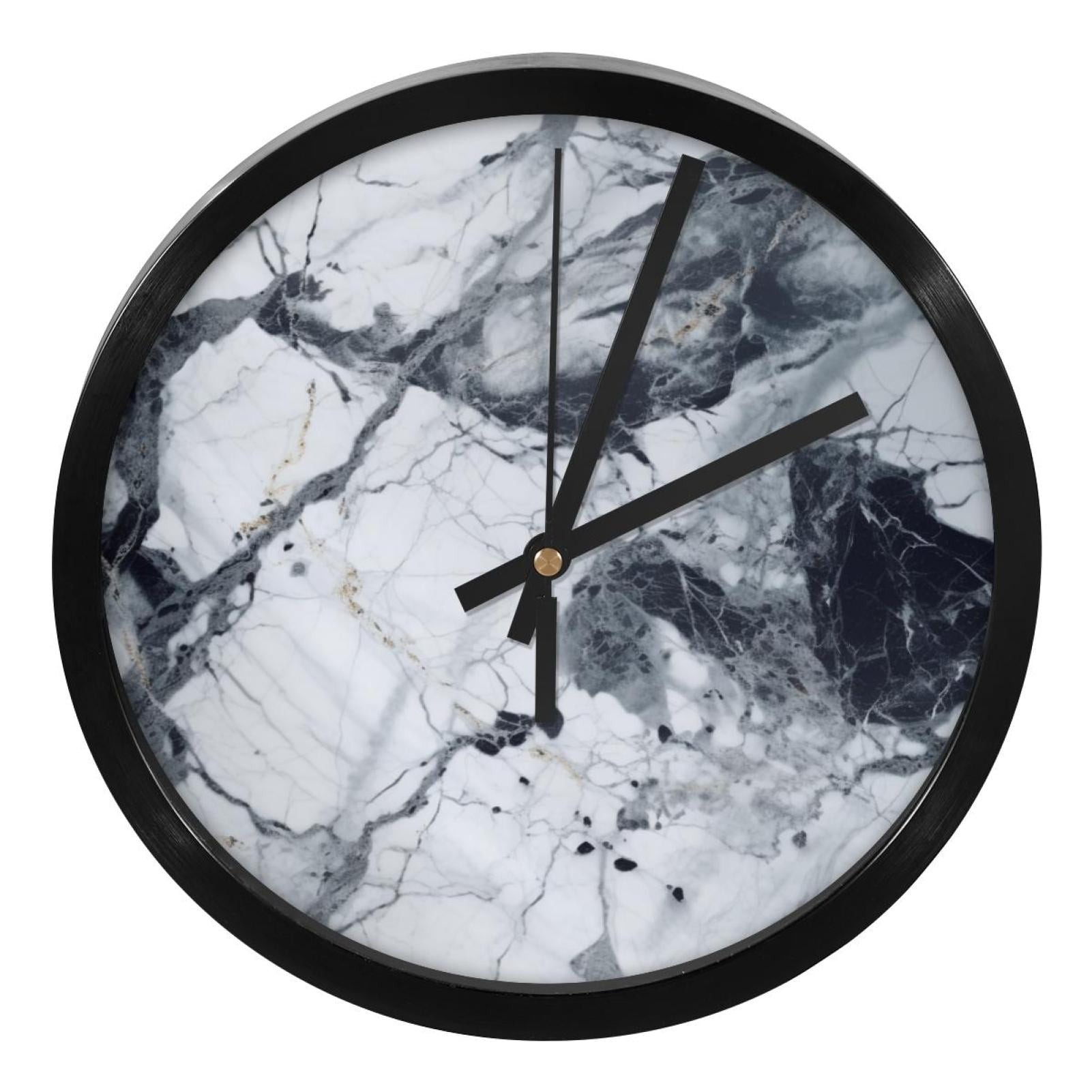 Marble 9.8 Inch Silent Round Wall Clock - Battery Operated Digital ...