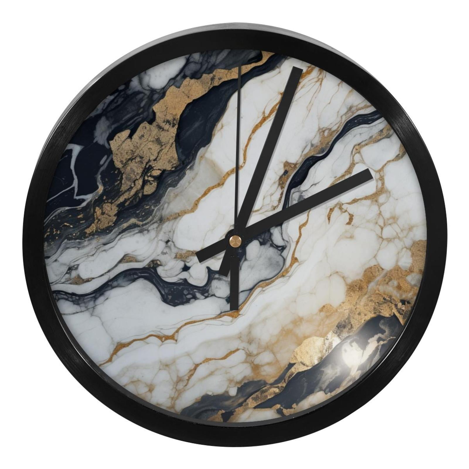 Marble 9.8 Inches Silent Wall Clock, Round Digital Battery Operated ...