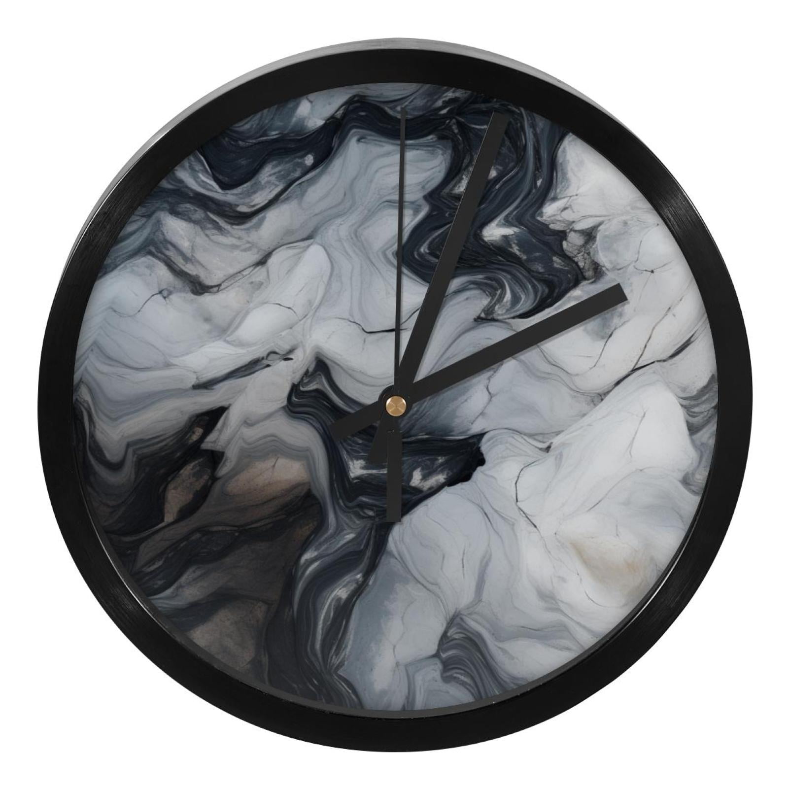 Marble 9.8 Inches Wall Clock - Silent Round Digital Clock, Battery ...