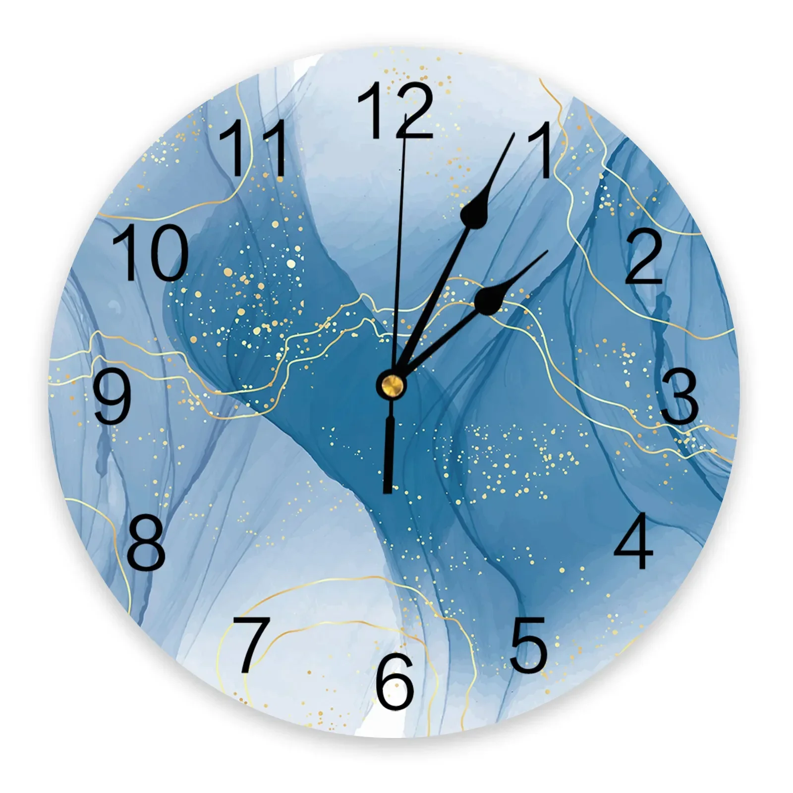 Marble Abstract Blue Design Wall Clocks Silent Home Cafe Office Wall ...