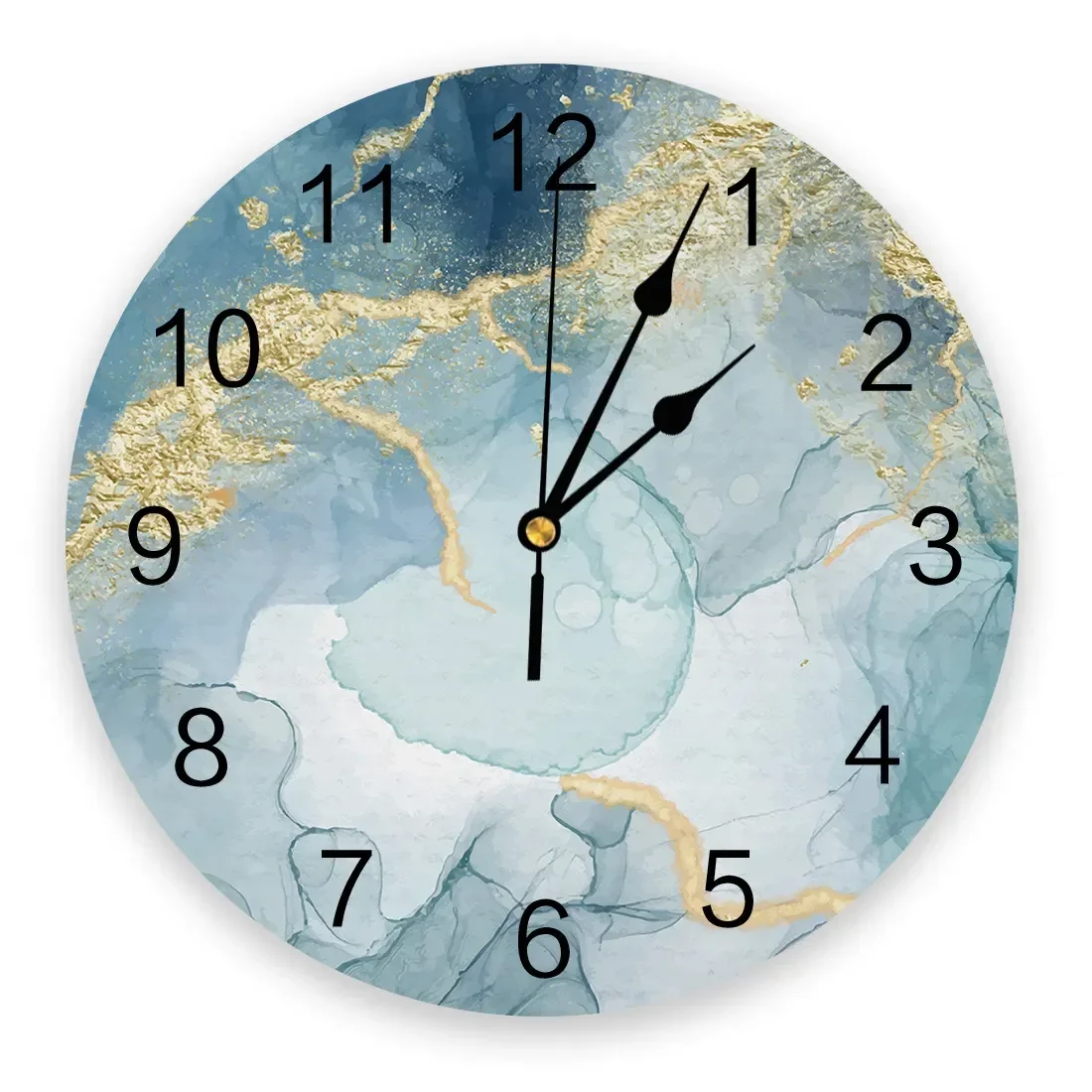 Marble Abstract Blue Design Wall Clocks Silent Home Cafe Office Wall ...