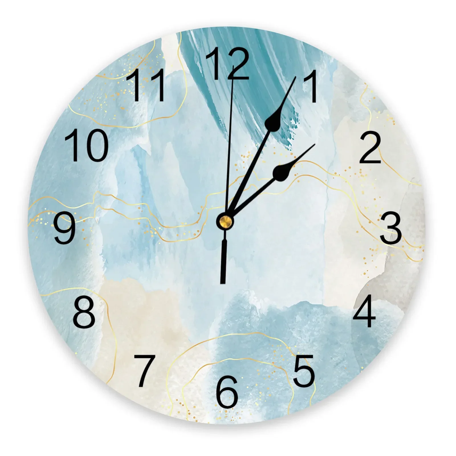 Marble Abstract Blue Design Wall Clocks Silent Home Cafe Office Wall ...