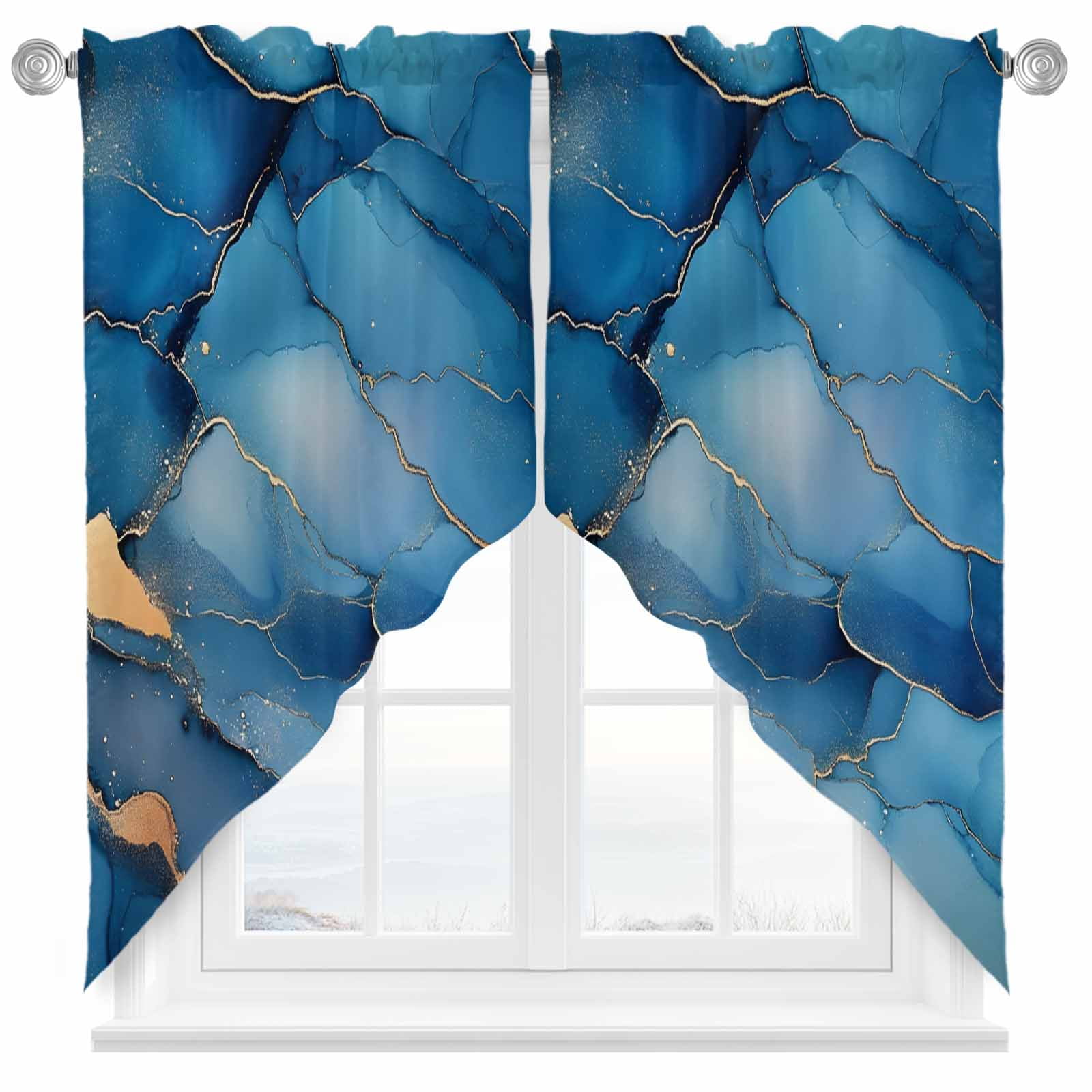 Marble Abstract Swag Valances for Windows 2 Pack Cracks Texture Modern ...