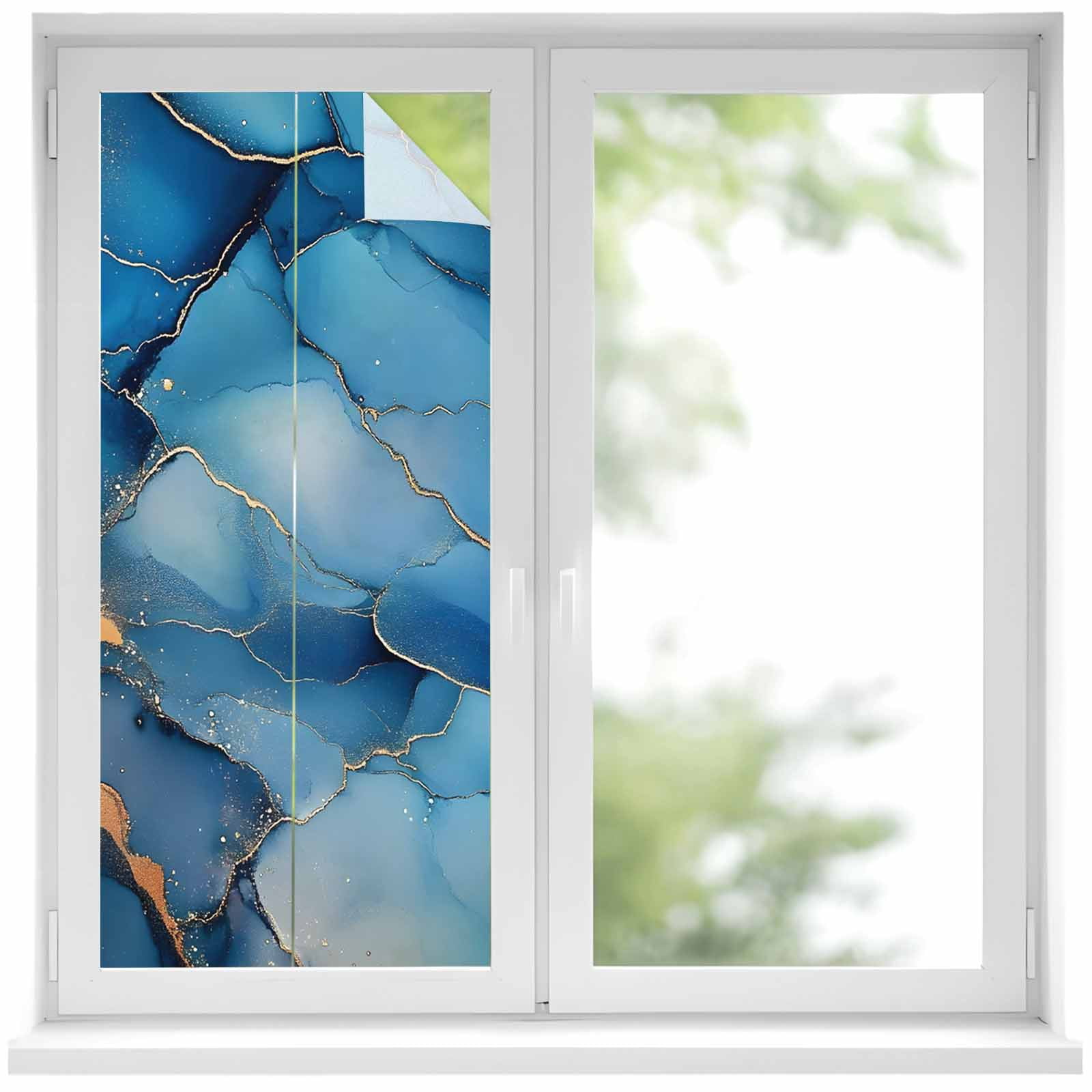 Marble Abstract Window Privacy Film Cracks Texture Modern Art Dark Blue ...