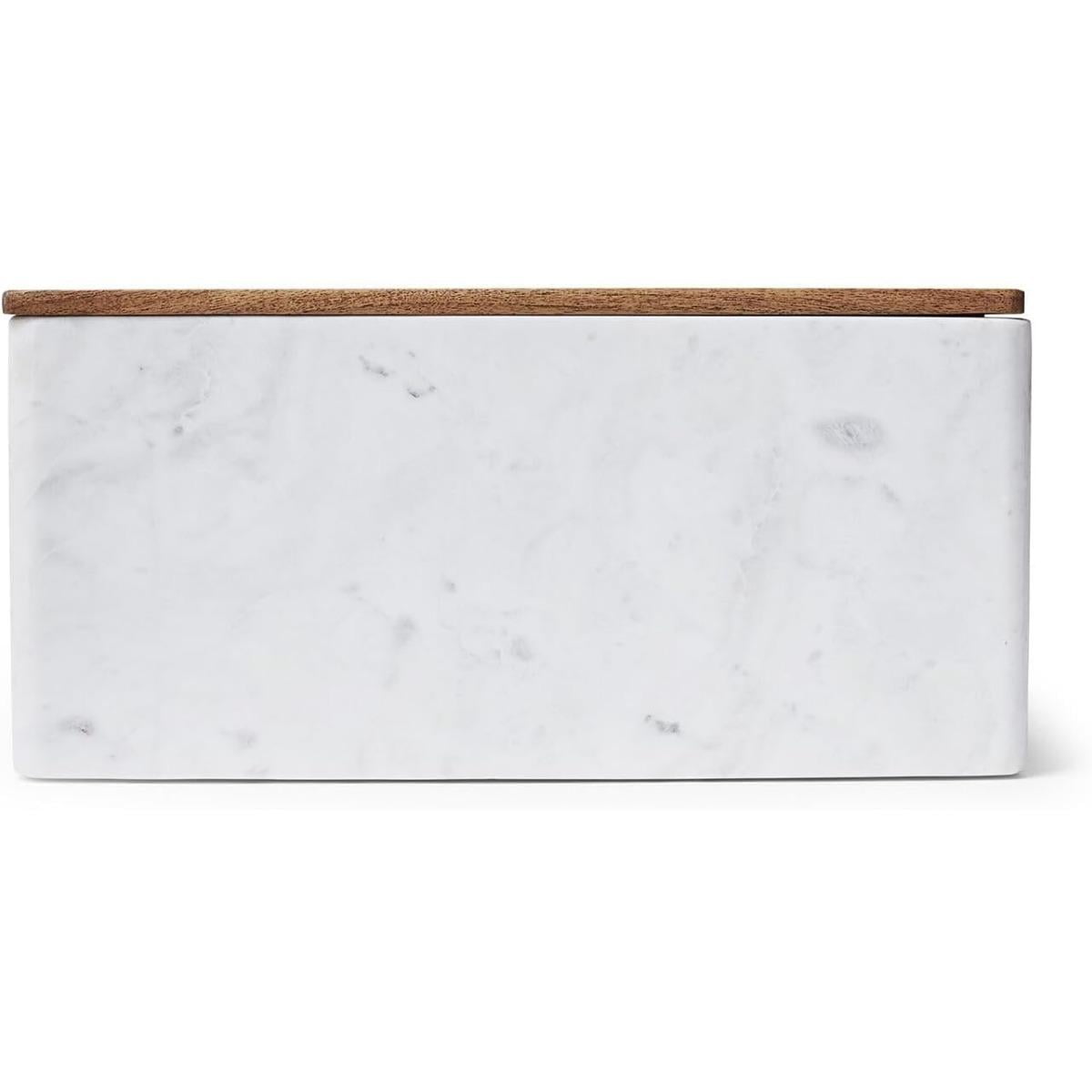 Marble & Acacia Bread Box, White - Walmart.com