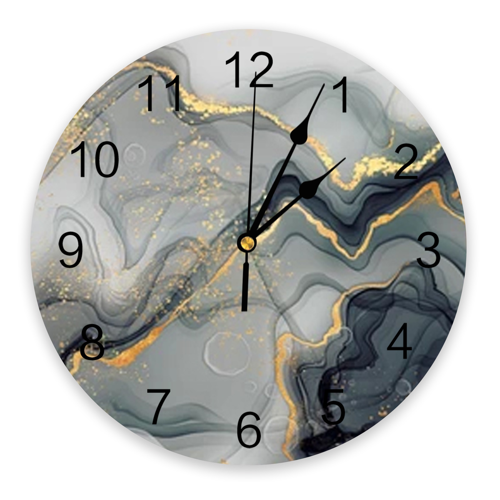 Marble Agate Silent Wall Clock Fashion Living Room Watch Modern Home ...