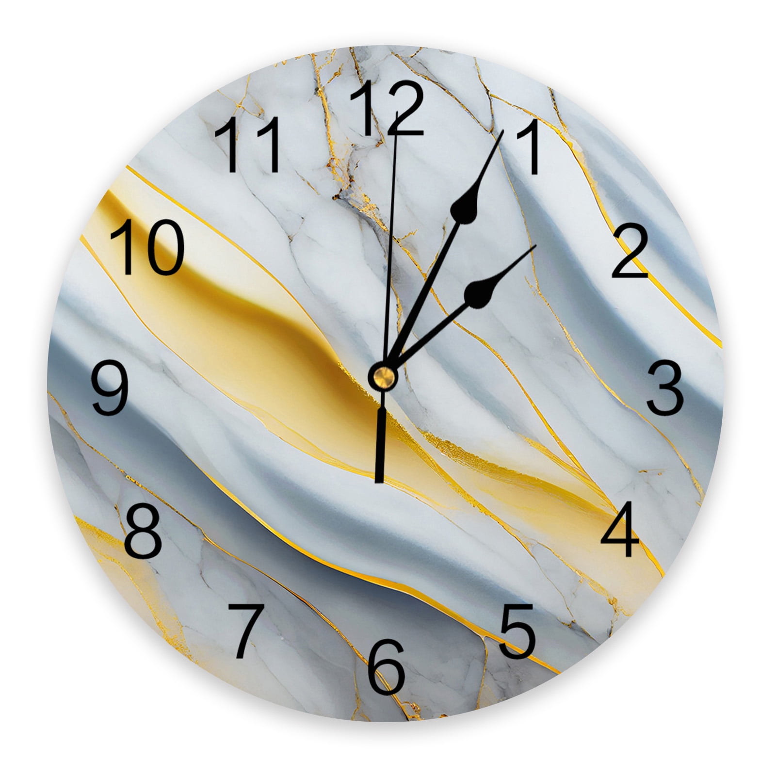 Marble Agate Silent Wall Clock Fashion Living Room Watch Modern Home ...
