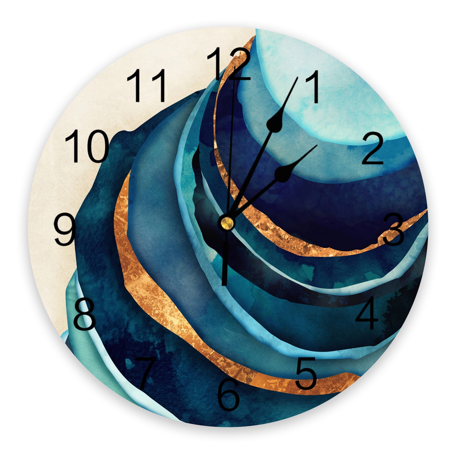 Marble Agate Silent Wall Clock Fashion Living Room Watch Modern Home ...