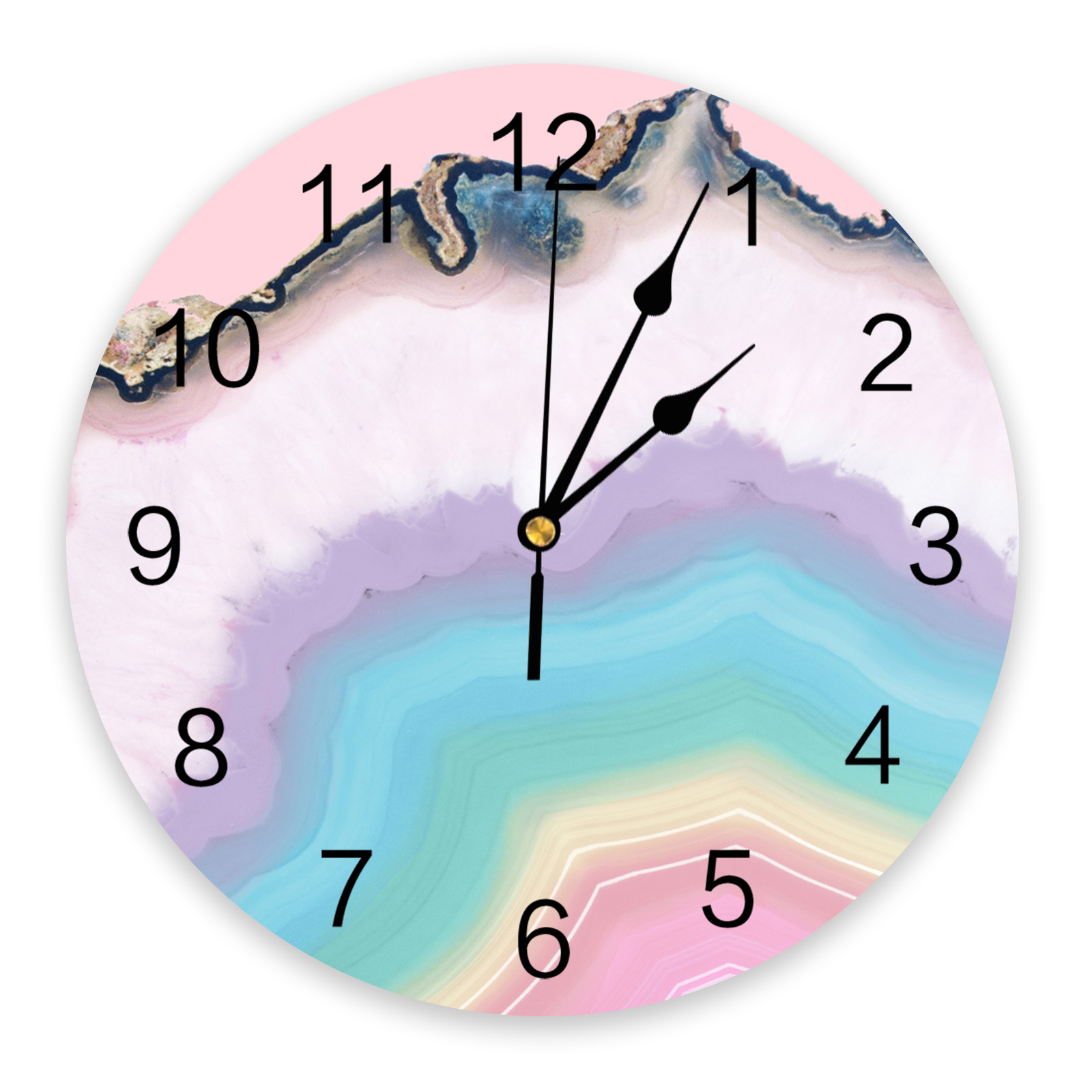 Marble Agate Silent Wall Clock Fashion Living Room Watch Modern Home ...